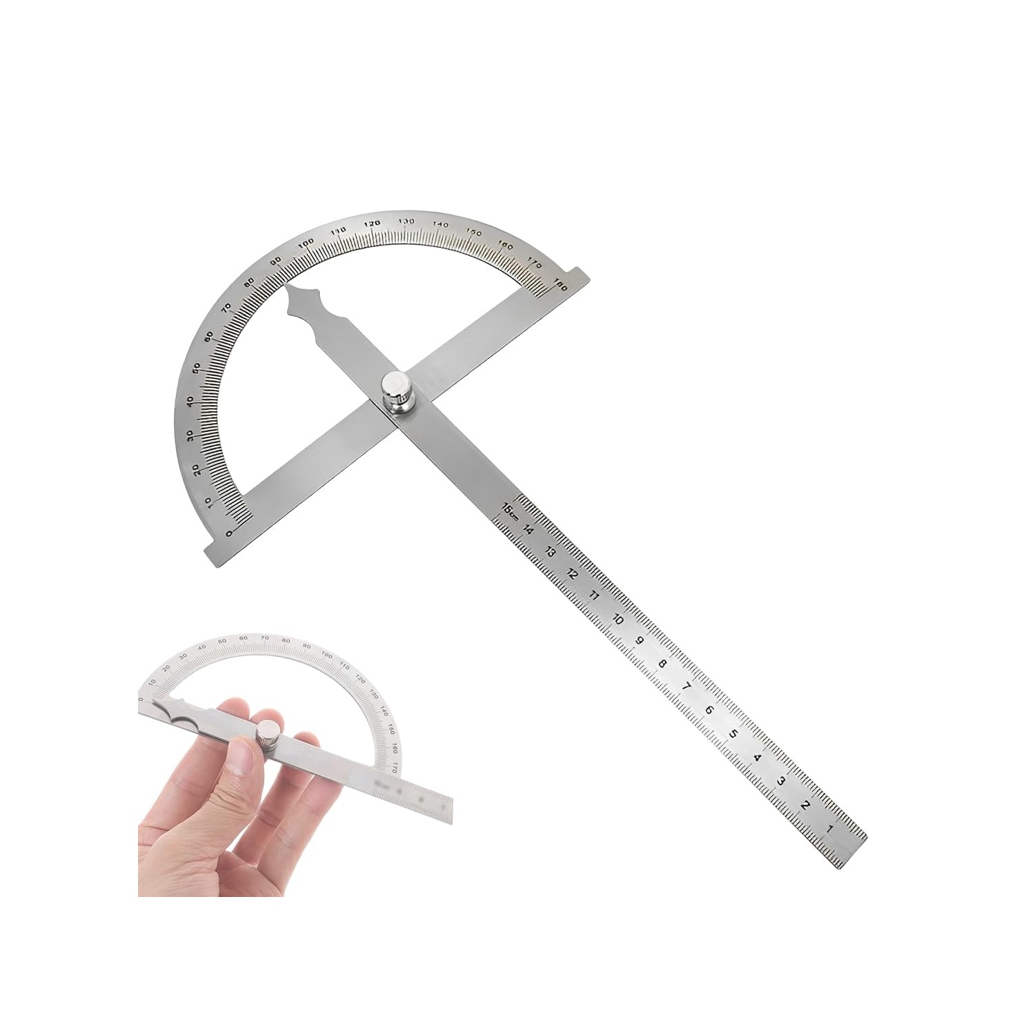 Protractor, Stainless Steel 0-180 Degree Goniometer with Locking Screw ...