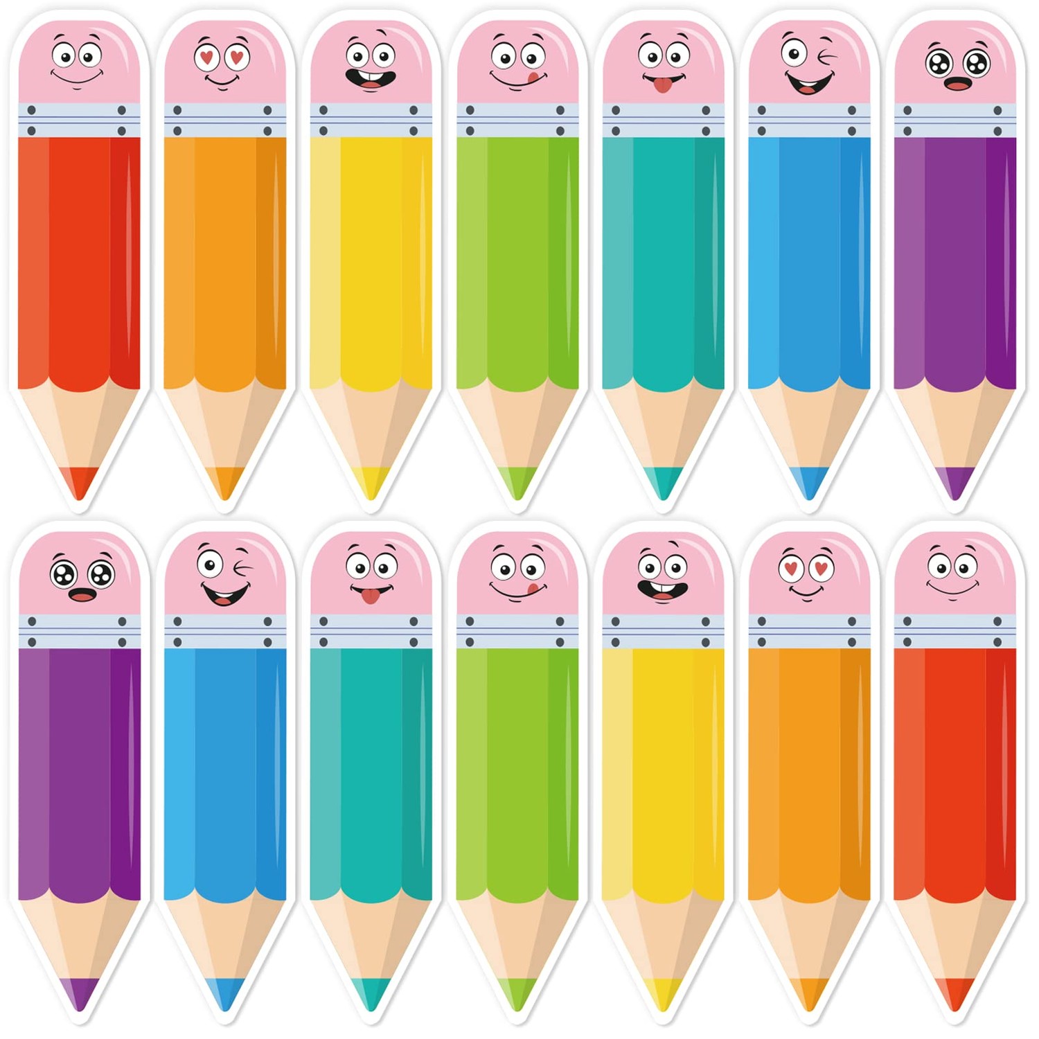 AnyDesign 49Pcs Colorful Pencil Cut-Outs Back to School Cutouts ...
