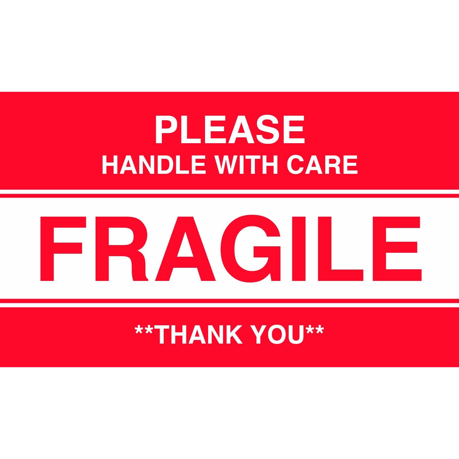 MACO - Please Handle with Care - Fragile - Thank You - Label, 3 x 5 ...