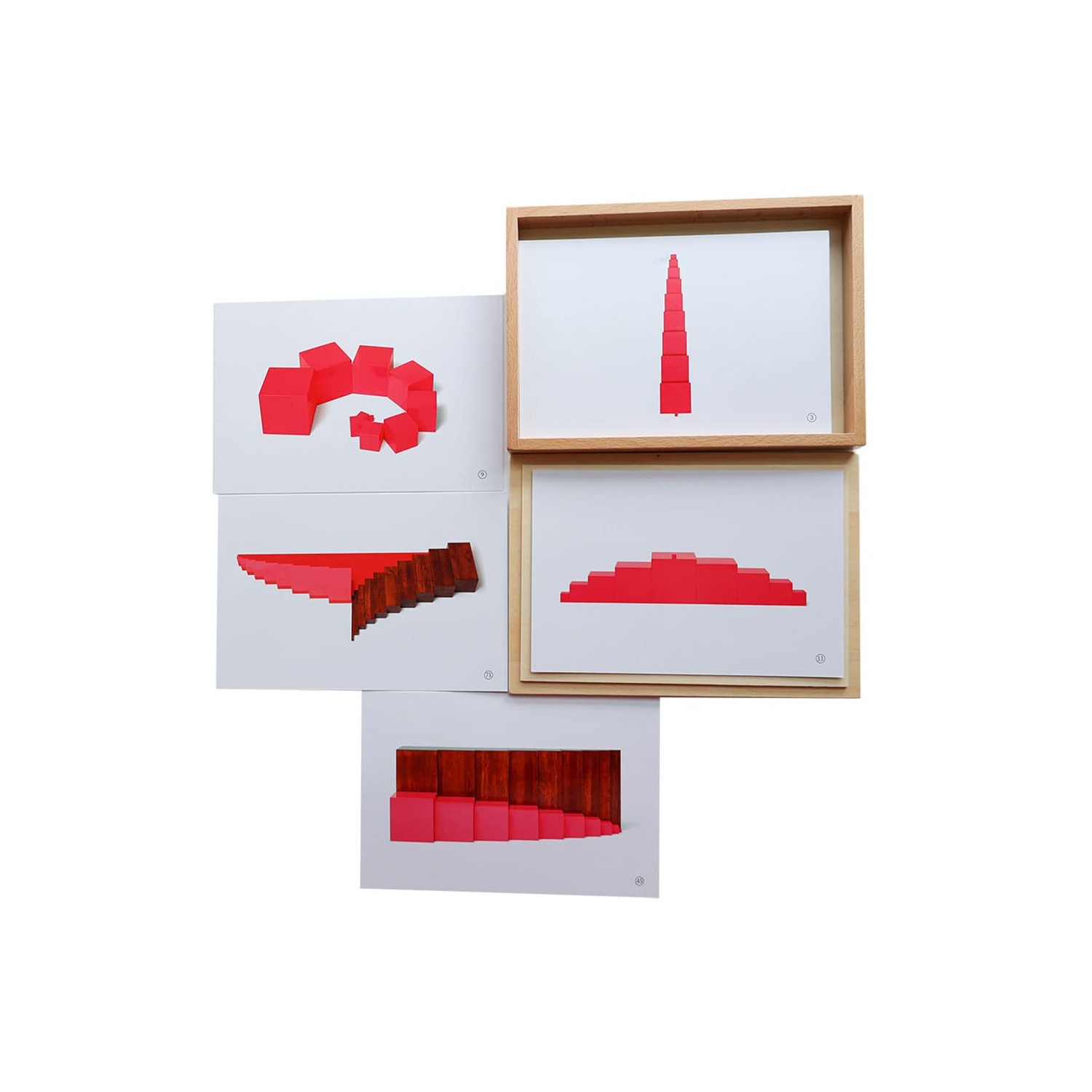 Kghios Montessori Pink Tower、 Brown Stair and Long Red Rods Sensorial ...