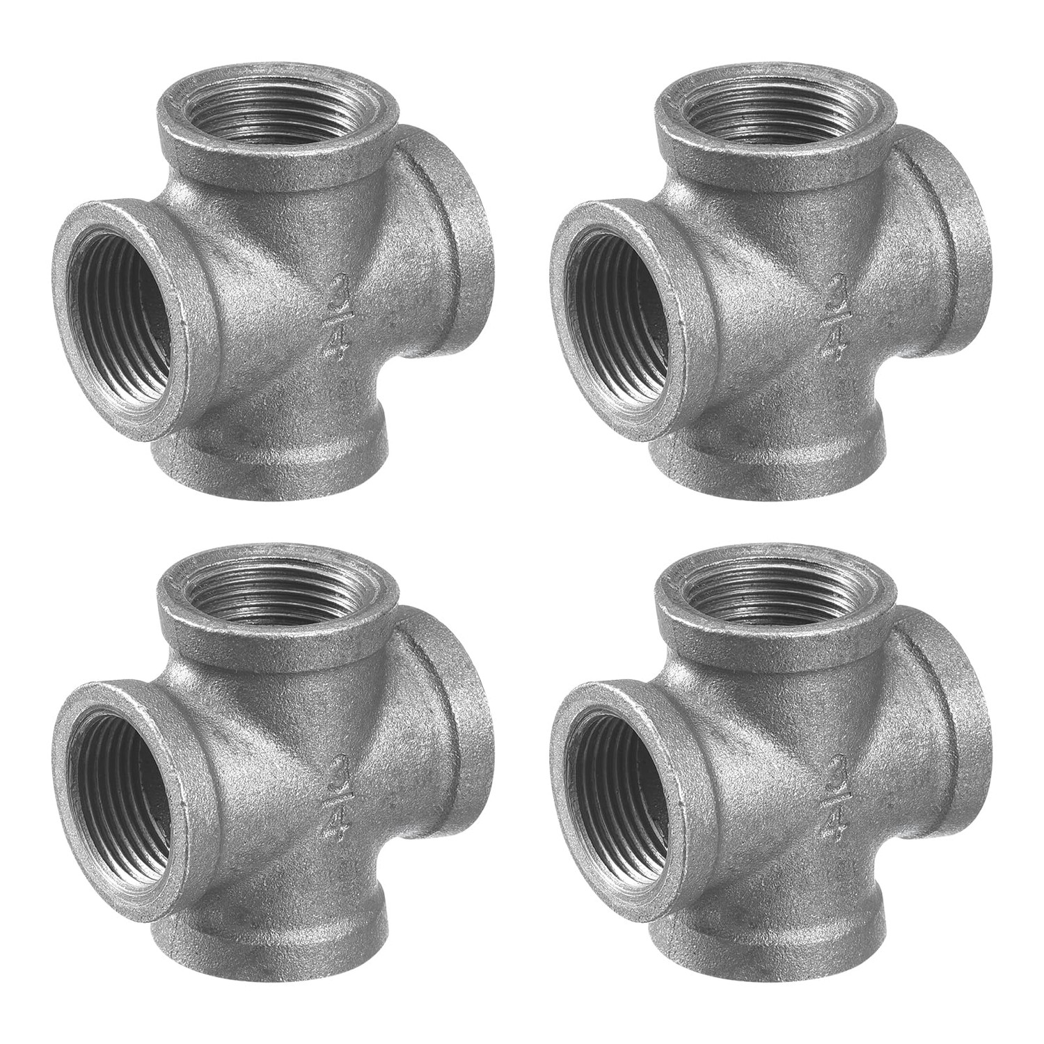 sourcing map 1"(25mm) 4-Way Cross Fitting Connector, Cast Malleable ...