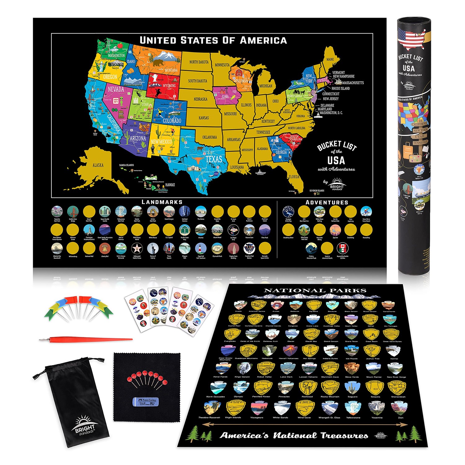 Bright Standards Bright Standards Scratch Off Map of United States ...