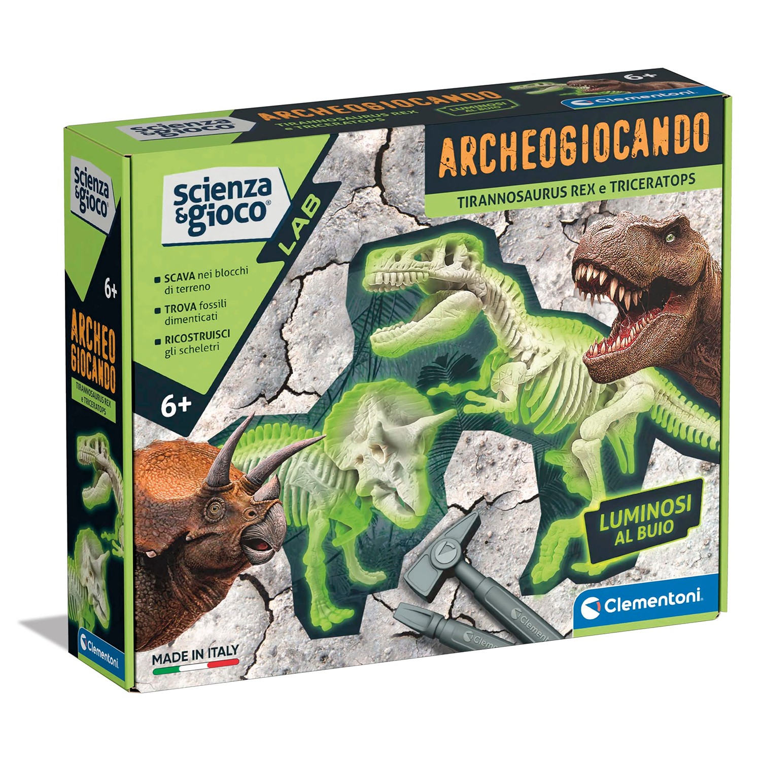 Clementoni - Science Lab Archaeogiocando-T-Rex and Triceratop Dinosaurs ...