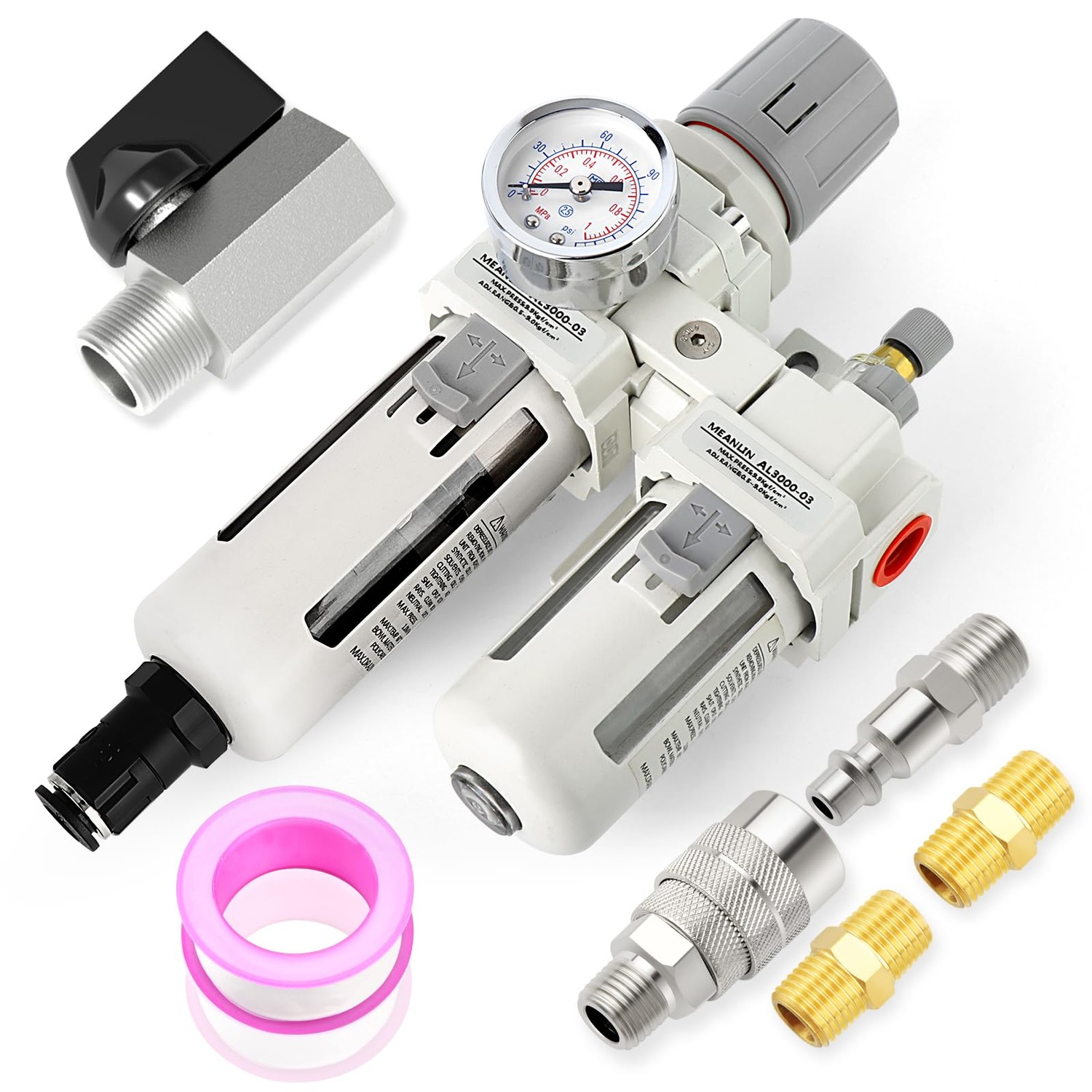 MEANLIN Air Compressor Moisture Filter, AC3010-03D Auto Drain Air Line ...