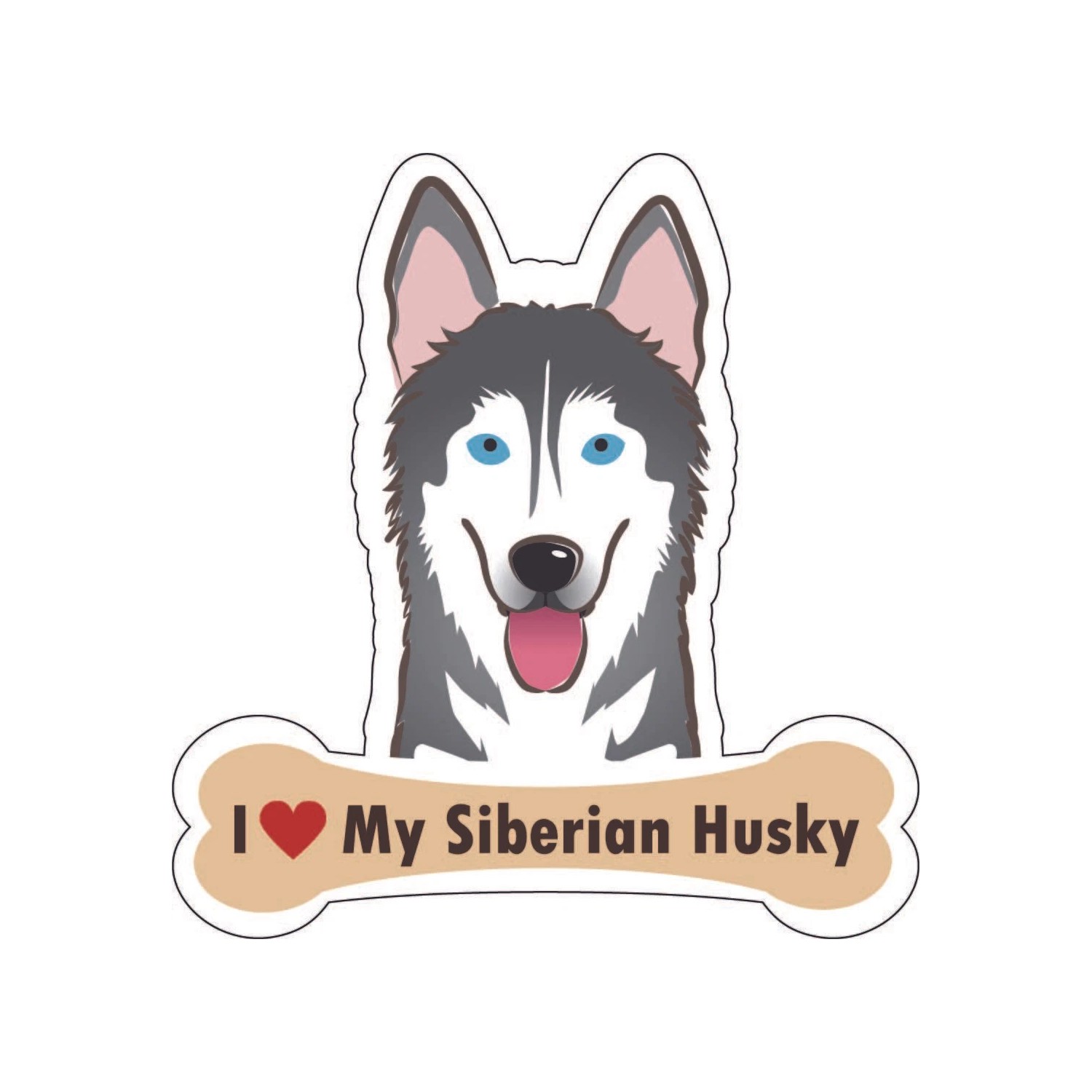 EZ Cut Pro Dog Bone Sticker I Love My Siberian Husky Car Puppy Decal ...