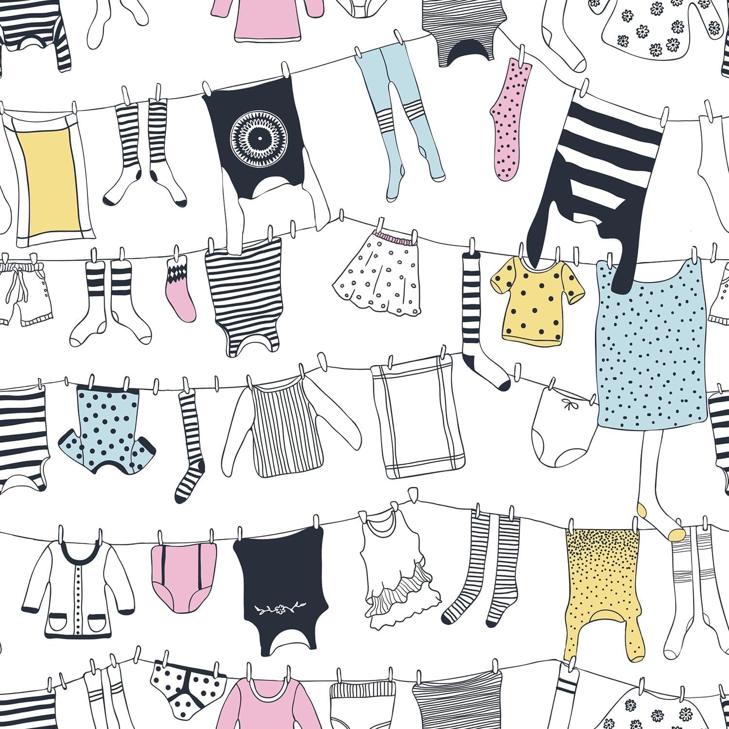 CHDITB Clothes Wall Srickers,Laundry Wallpaper for Laundry Room Wall ...