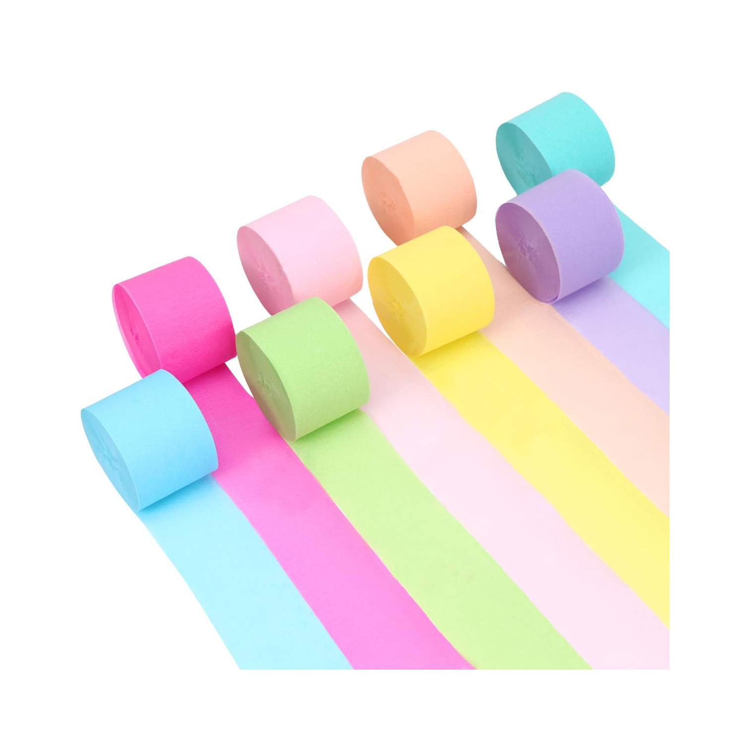 Crepe Paper Colourful 8 Rolls Set, Rainbow Crepe Paper Ribbon 4.5 cm x ...