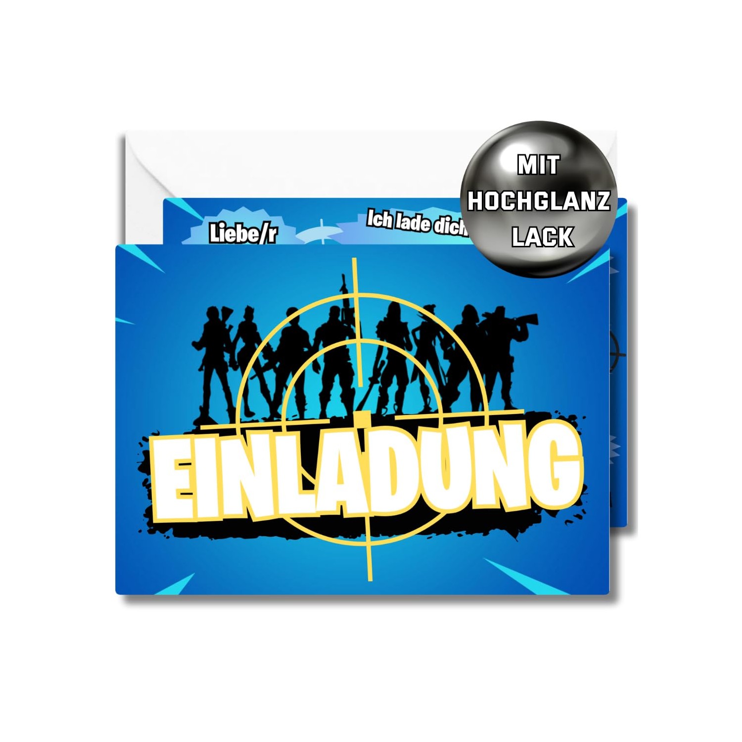 12 x Invitation Cards + Envelopes with Video Game Gamer Laser Tag ...