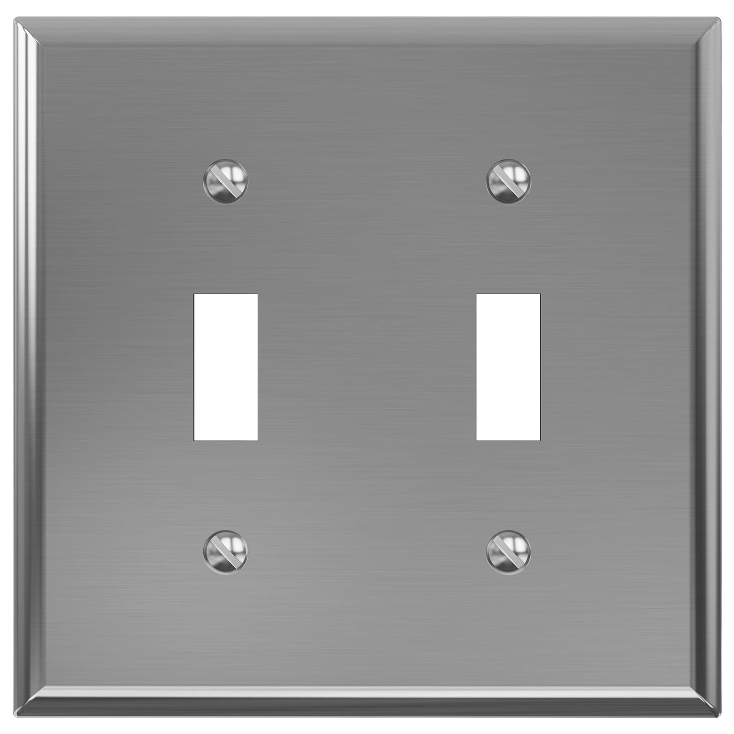 ELEGRP Toggle Light Switch Stainless Steel Wall Plate, 2-Gang Metal ...