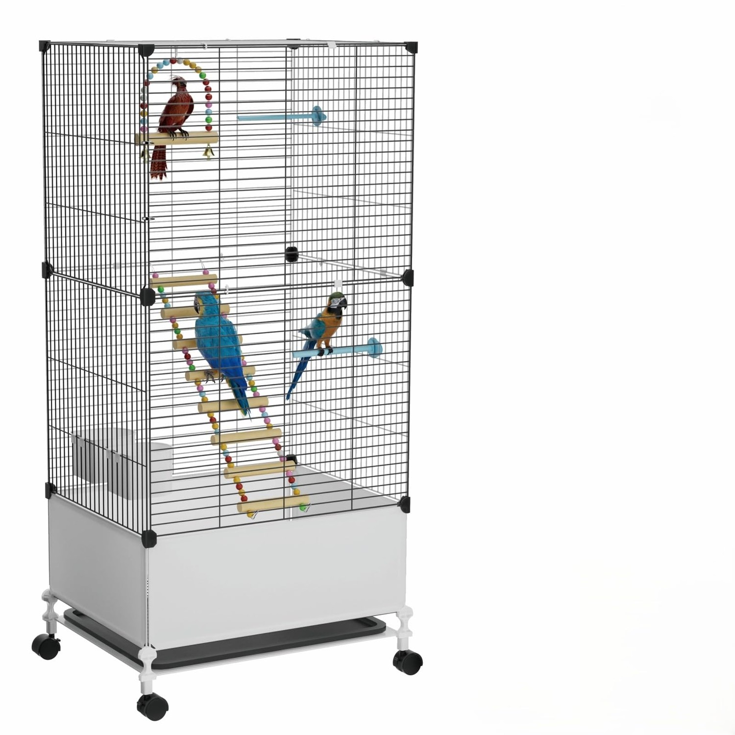 STILLCOVE Big Flight Bird Cage, Black Parakeet Cages with Rolling Stand ...
