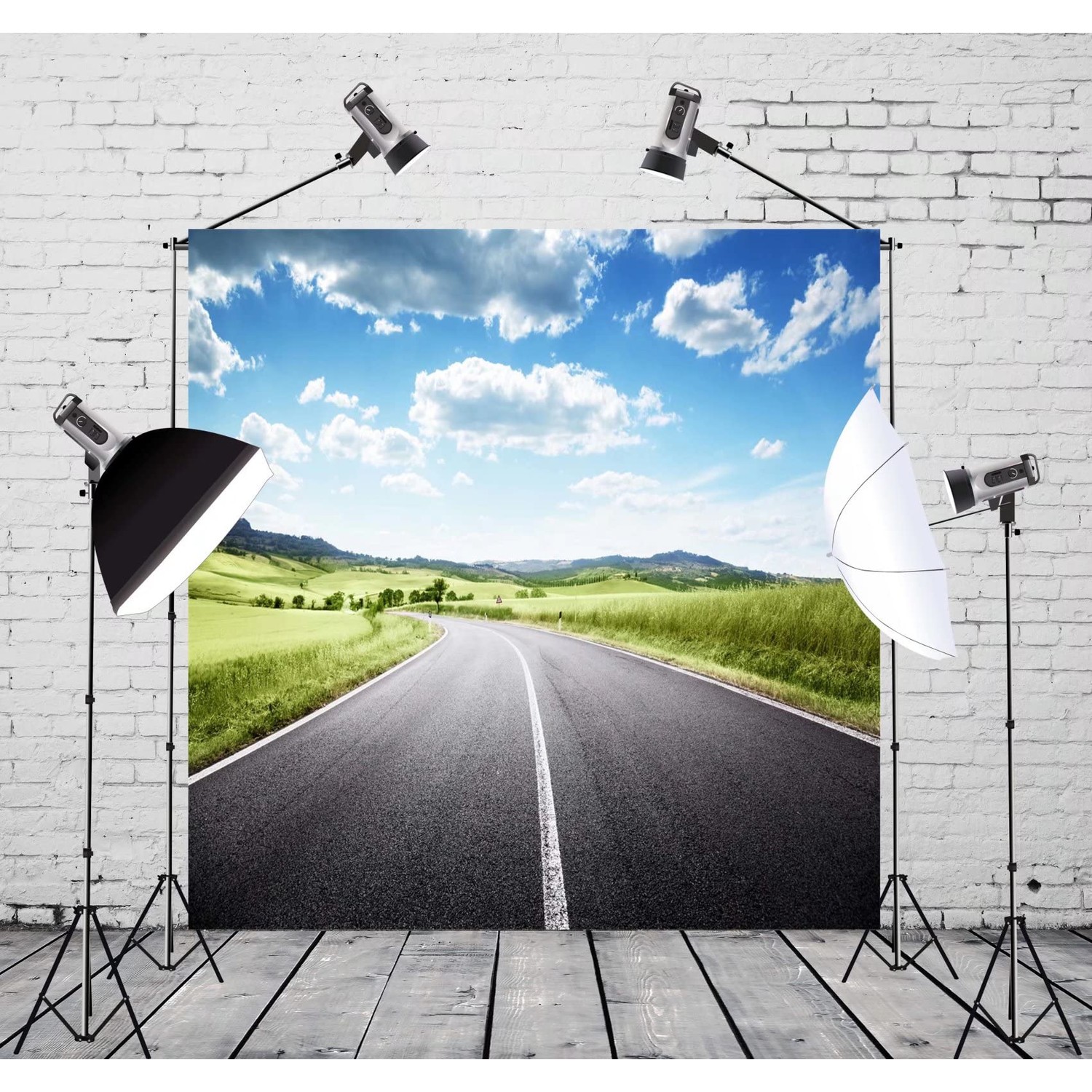 Loccor 5x5ft Fabric Highway Backdrop for Kids Men Sports Photography ...