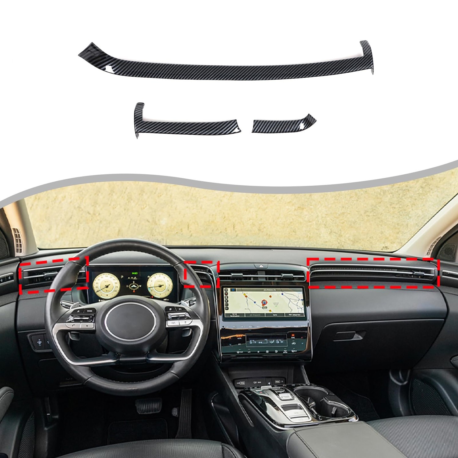 Aunginsy Center Console Dashboard A/C Air Outlet Vent Trim Strips ...