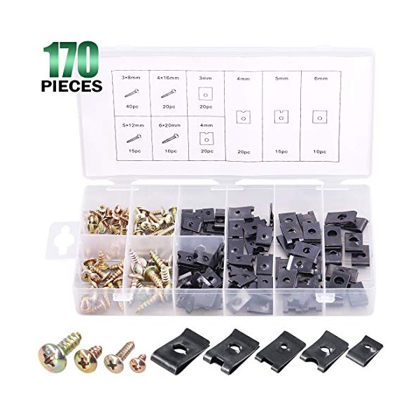 Keadic 170Pcs Auto Car Panel Clip Assortment Kit with Screws for Dash ...