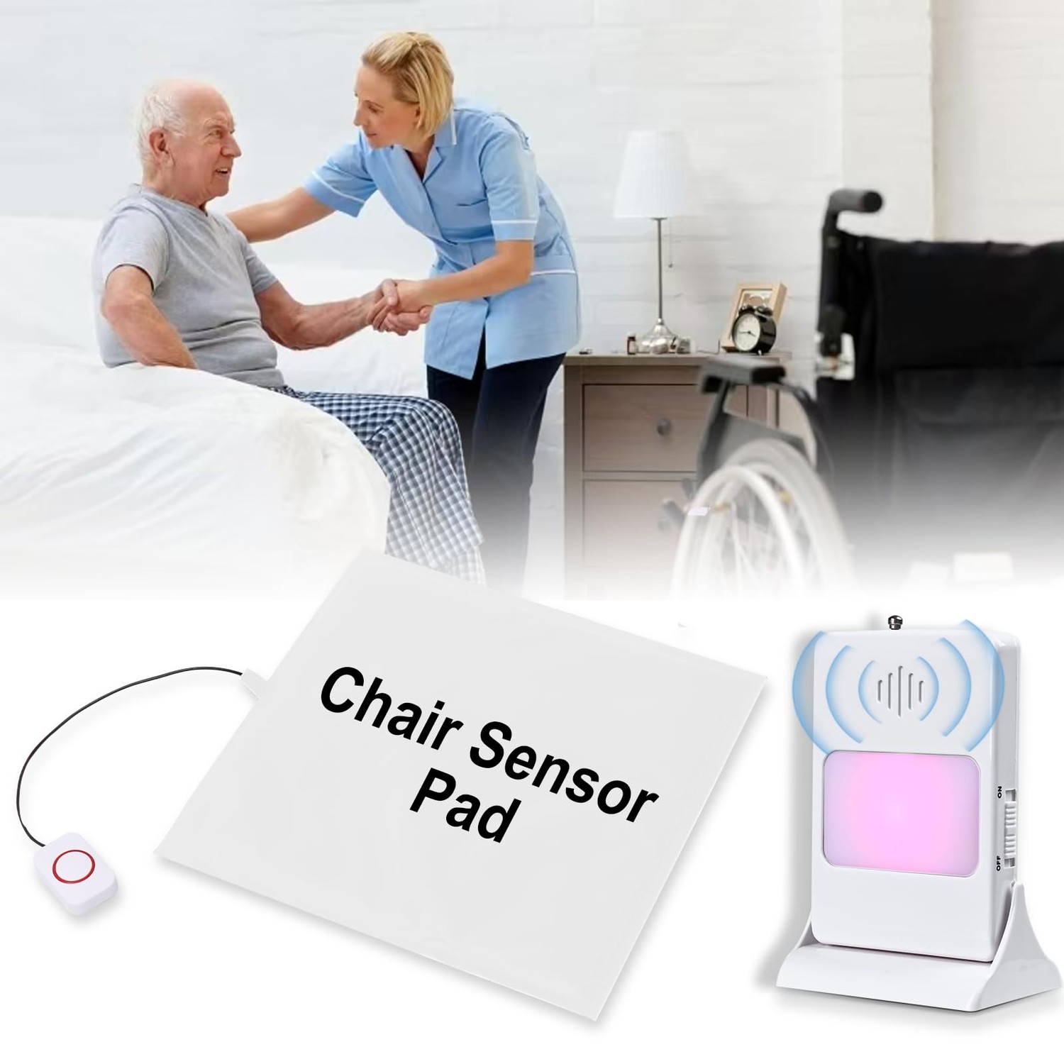 Veanvoky Chair Sensor Pad & Pager Bed Alarm for Elderly Dementia ...