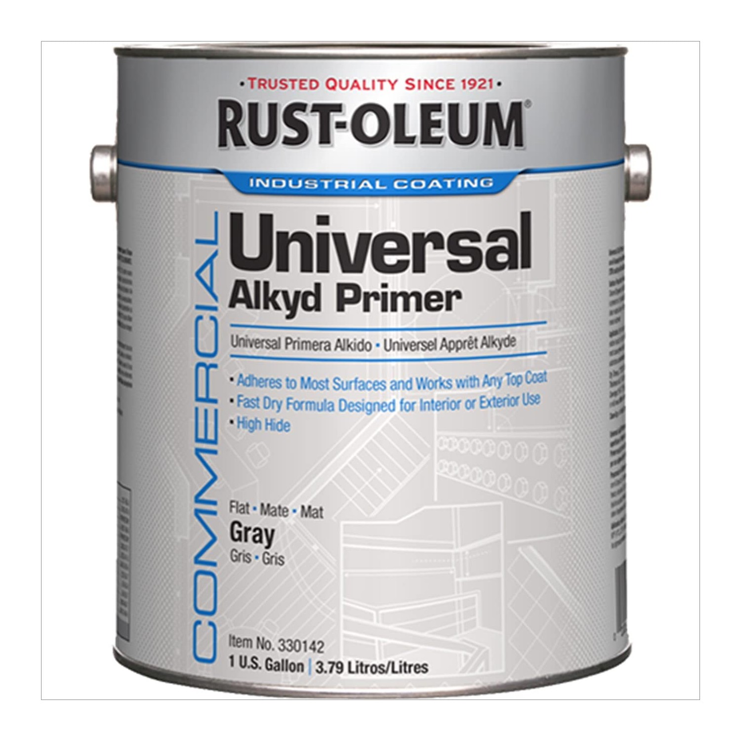 Rust-Oleum Universal Metal Primer Grey Flat 1 Gallon, 128 Fl Oz (Pack ...