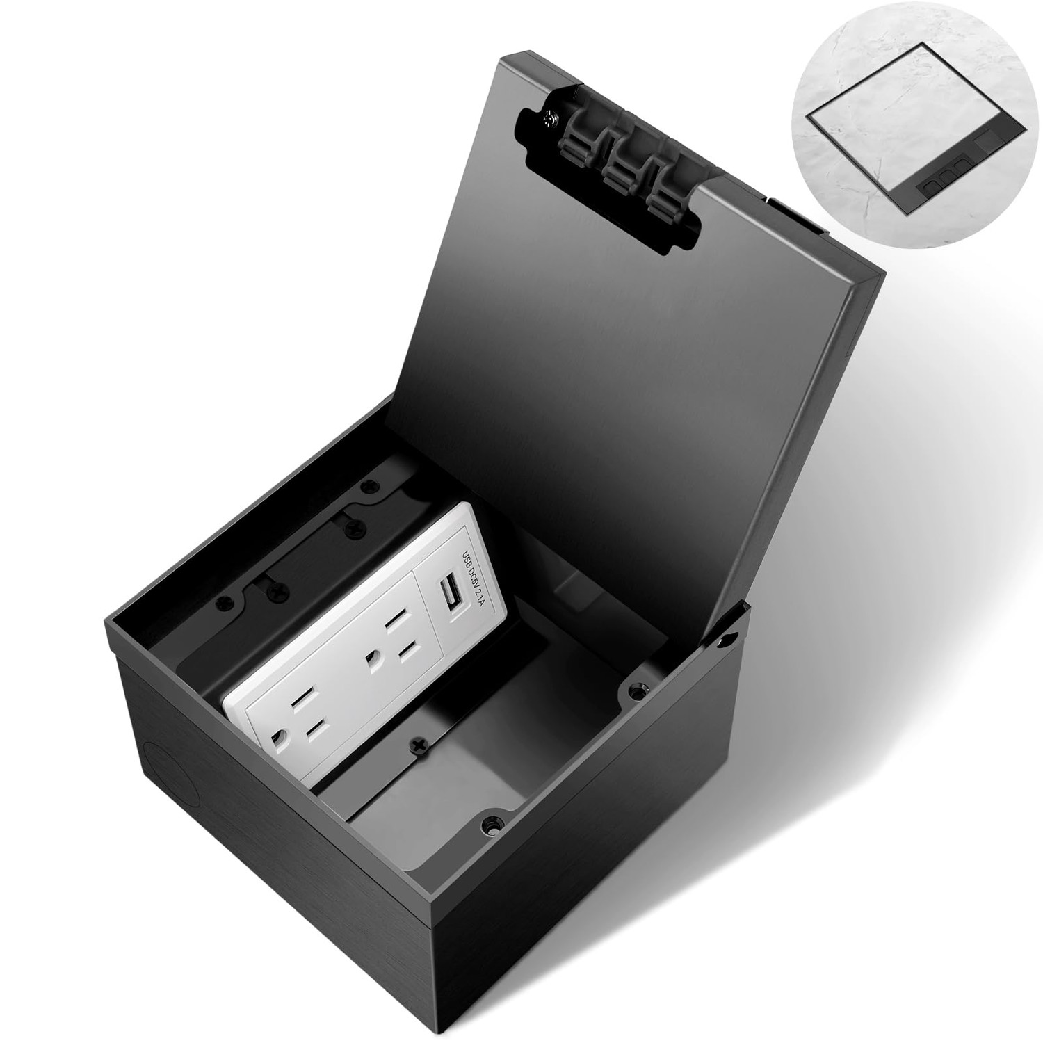 Vagueior Recessed Floor Electrical Outlet Kit,Flat Hidden Socket Kit ...