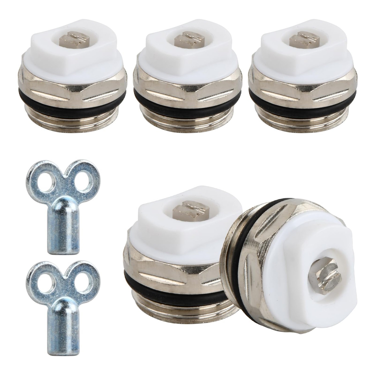Pack of 5 Radiator Bleed Valve with 2 Bleed Keys, Brass Heating Bleed ...