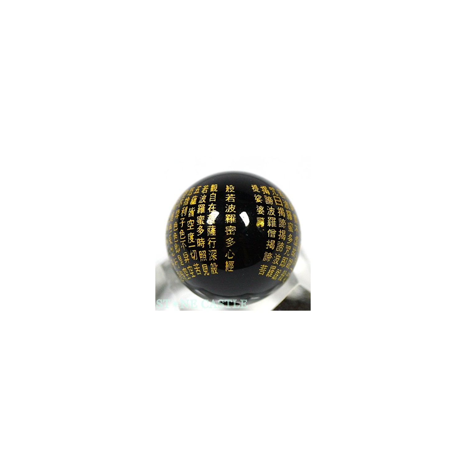 [Carved Beads] Onyx (Gold Carved) Heart Sutra [Natural Stone Power ...