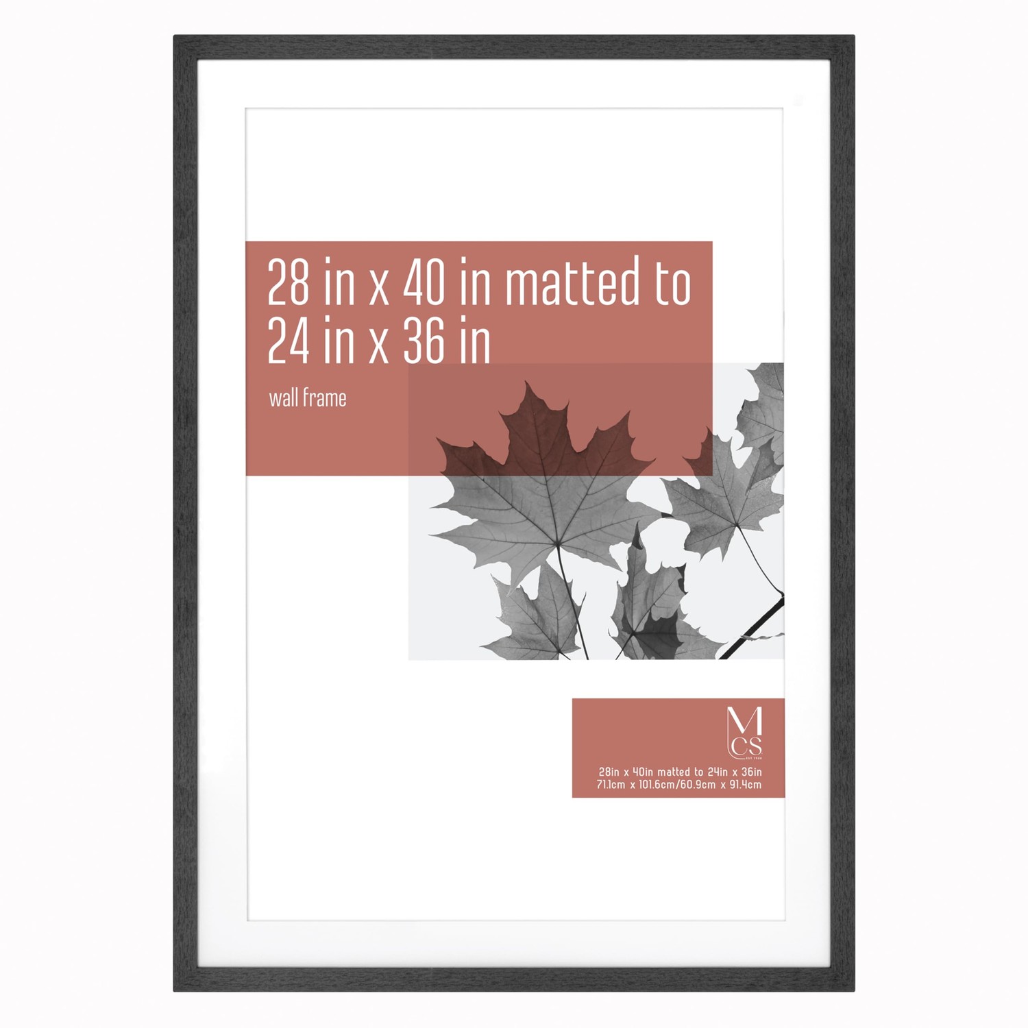 MCS Studio Gallery 28x40 Poster Frame, Display Pictures 24x36 With Mat or 28x40 Without Mat ...