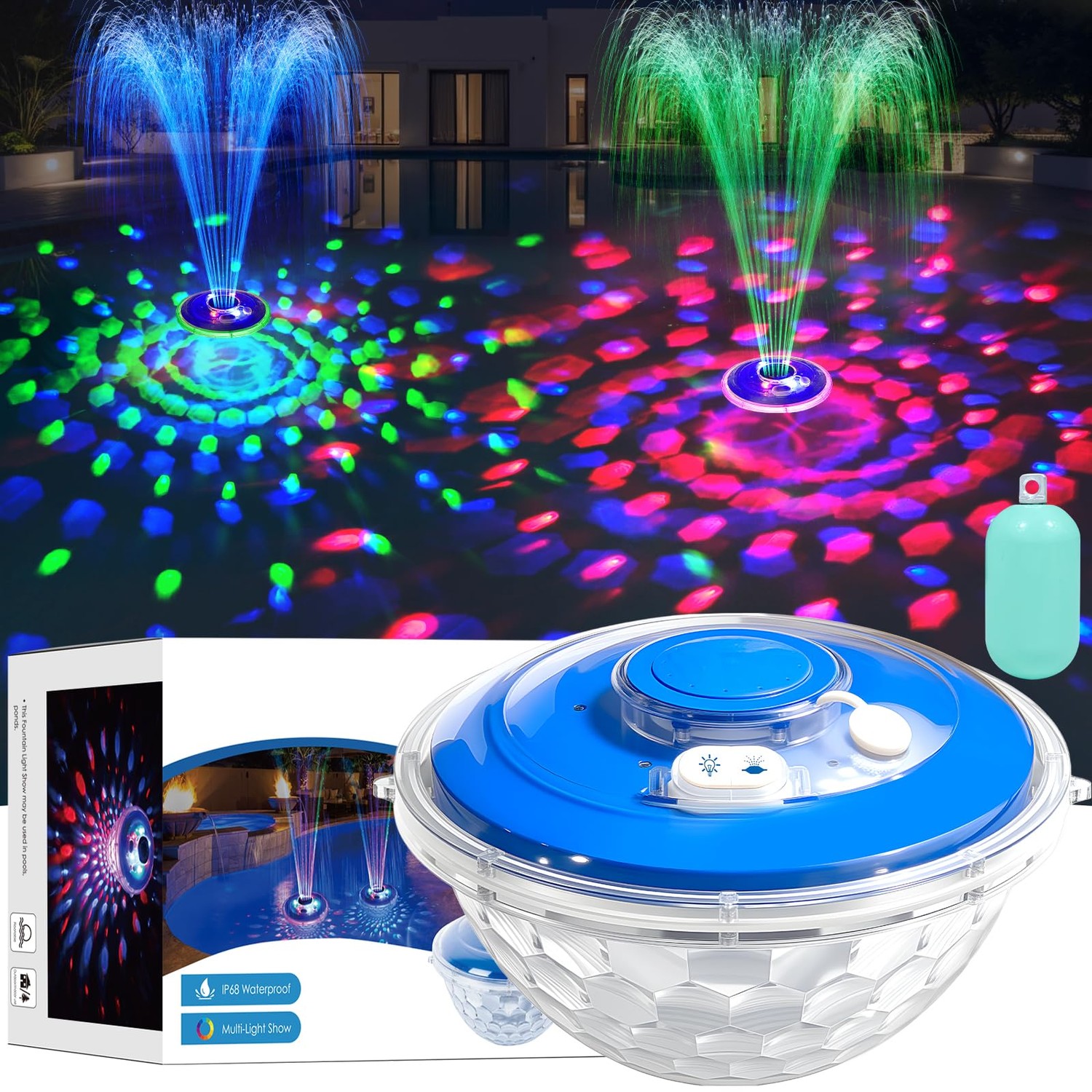 2025 Upgraded Pool Fountain, Rechargeable Floating Pool Fountain with ...