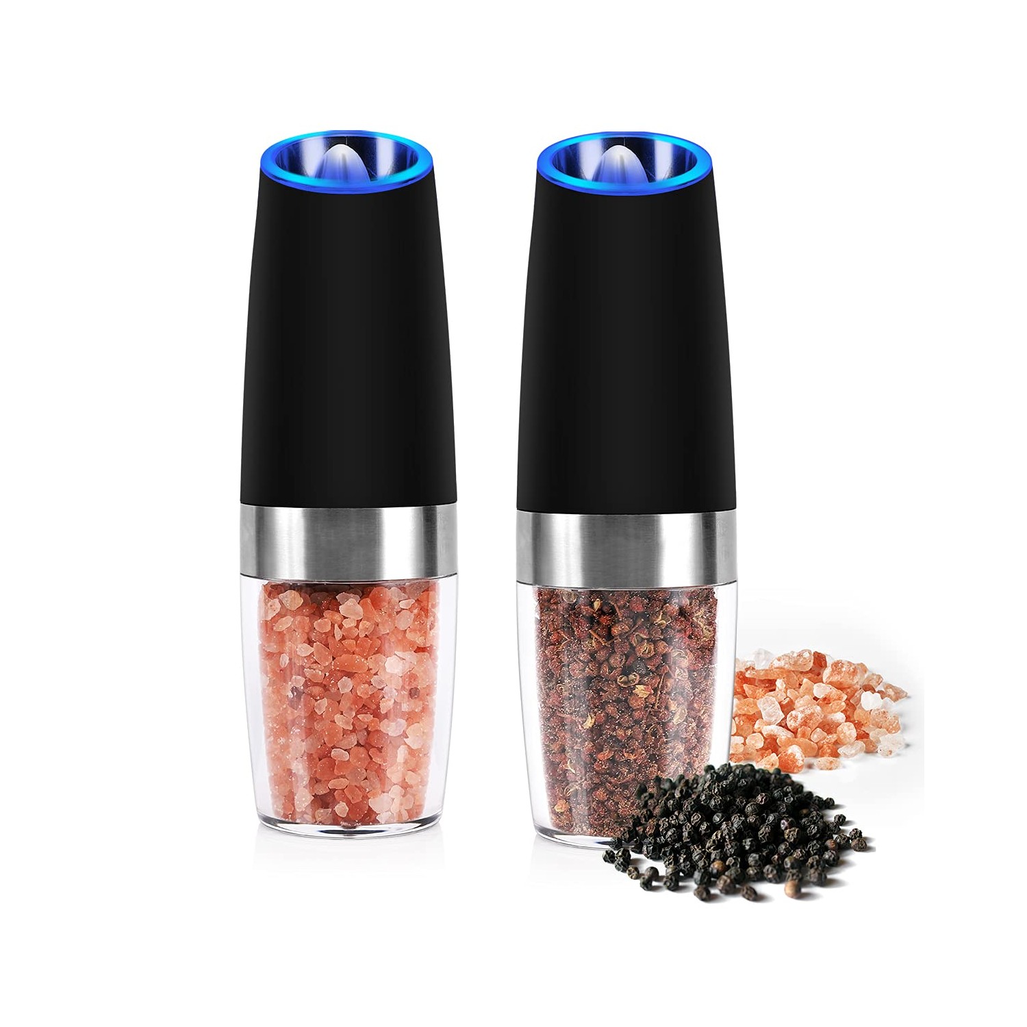 Gravity Electric Salt Pepper Mill Set, Electric Salt and Pepper Grinder ...