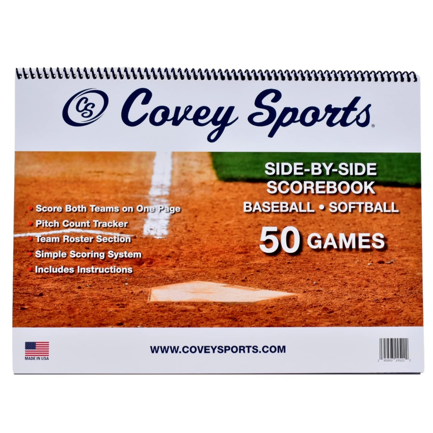 Covey Baseball Softball Scorebook Side by Side Format - (50 Games ...