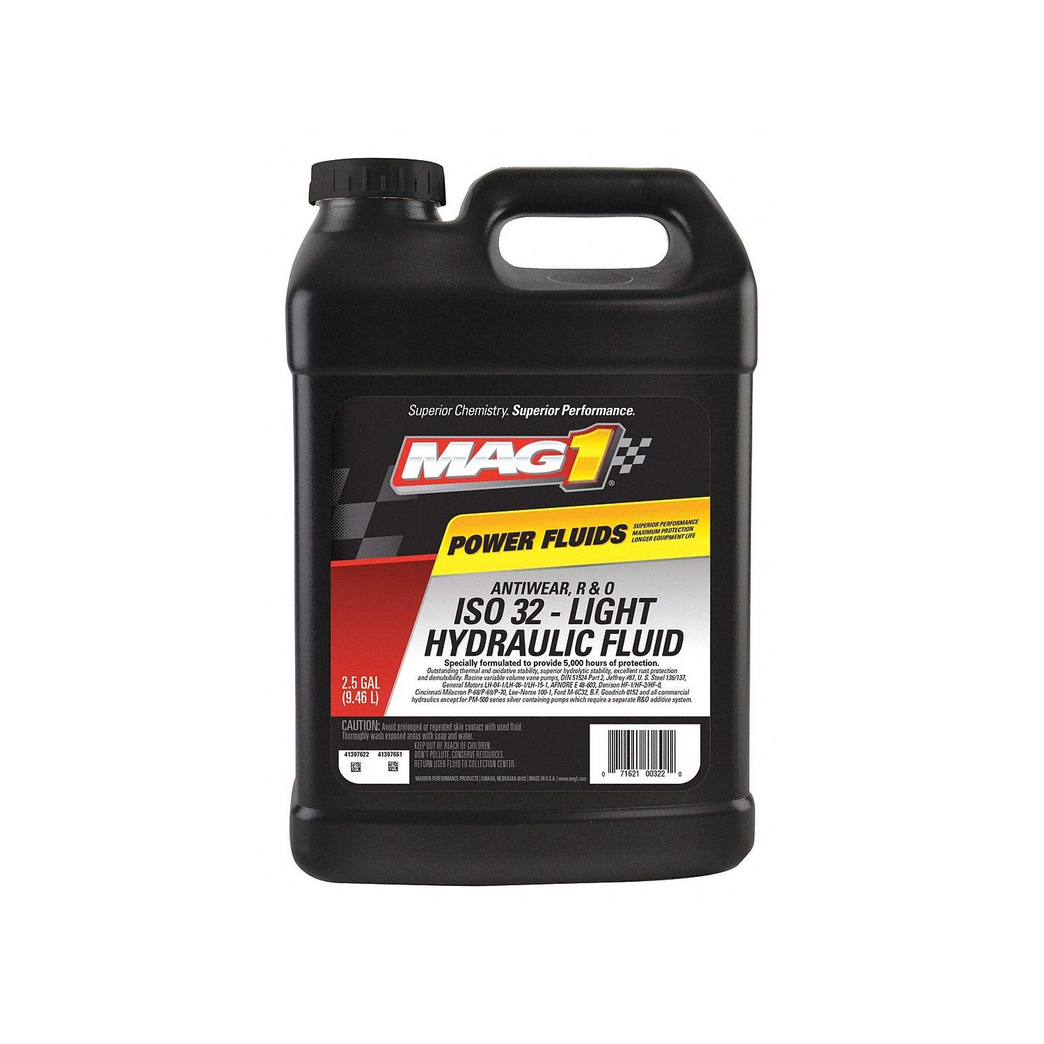Mag 1 Hydraulic Oil, 2.5 gal., SAE 10W, Amber, ISO Viscosity Grade 32 ...