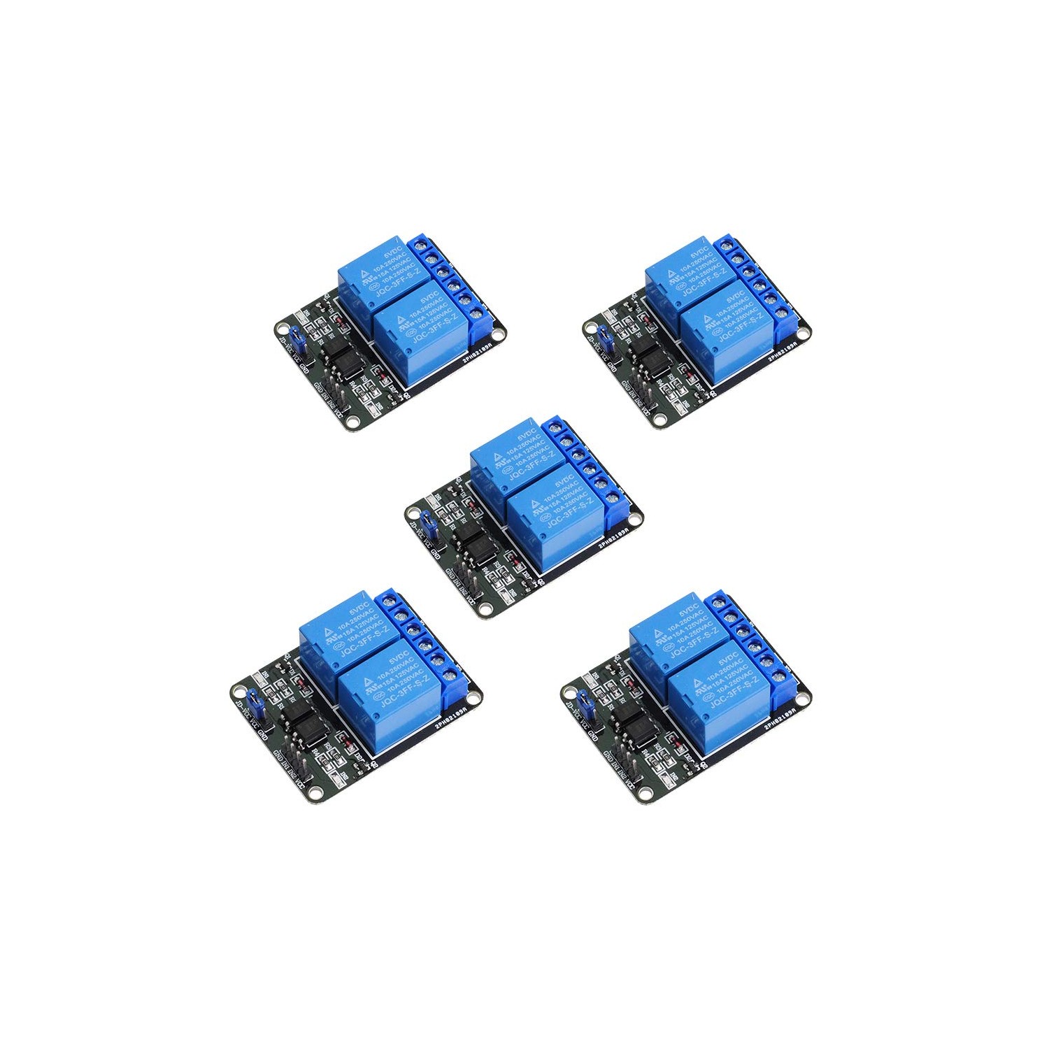 Geekstory 5PCS 2 Channel 5V Relay Module 10A with Optocoupler Low Level Trigger Expansion Board ...