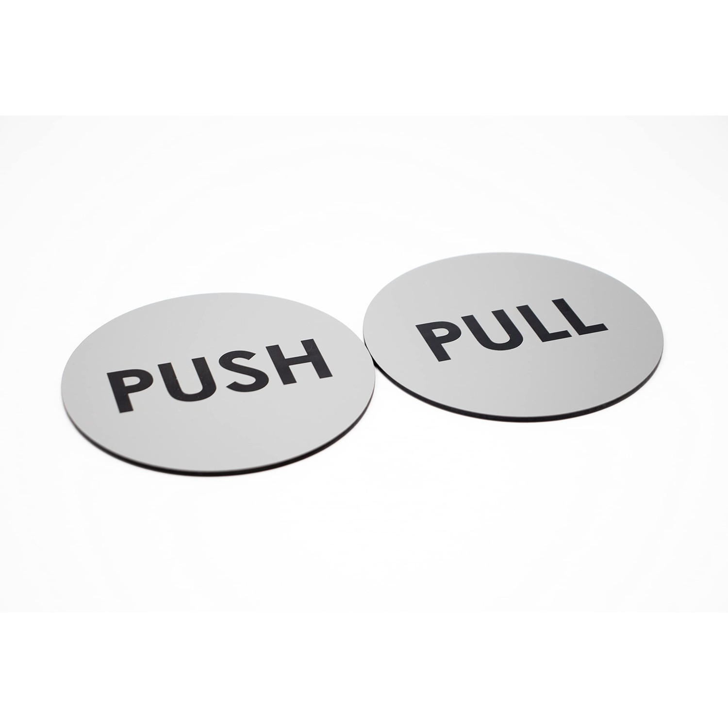 Round Push Pull Signs | Set of 2 Door Signs | 4” Diameter - Brushed ...