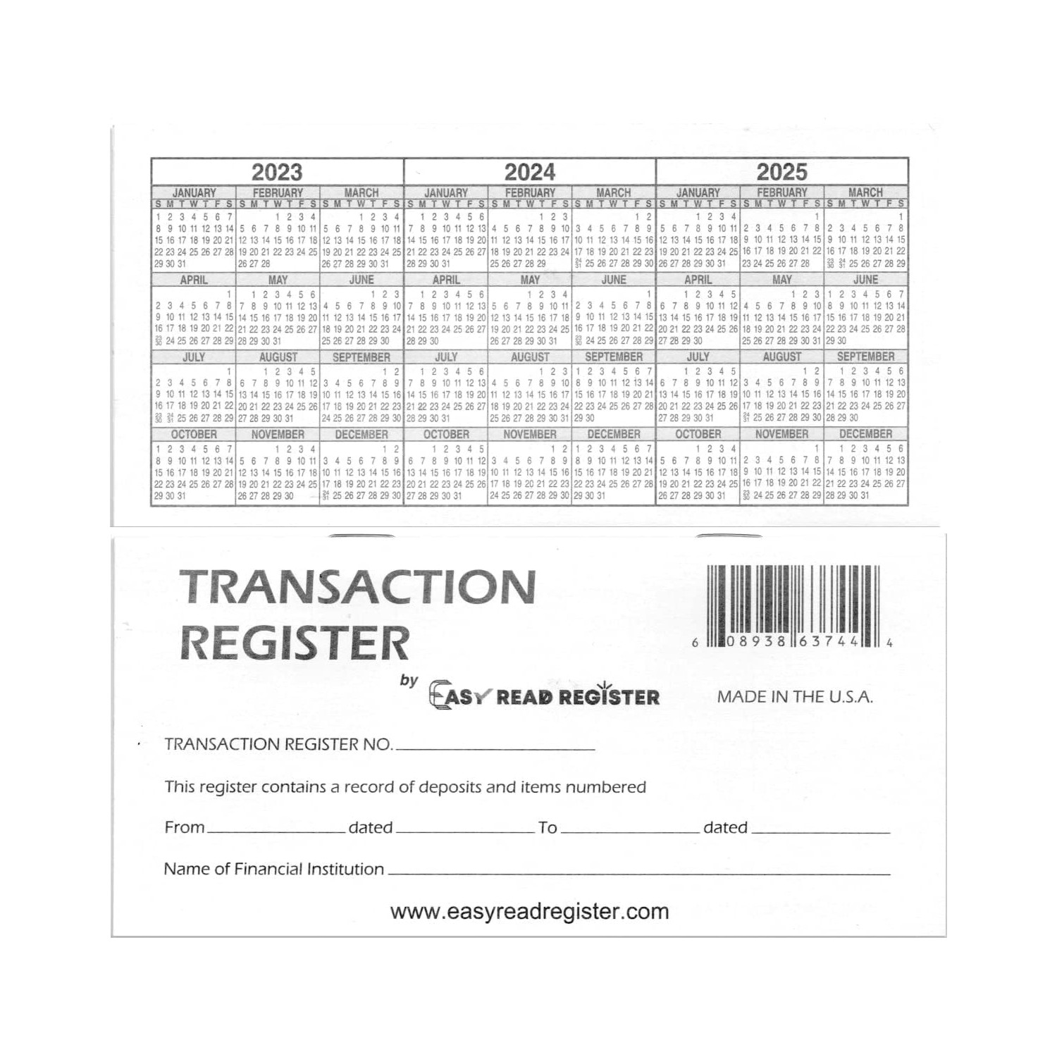 Checkbook Register, Made in The USA, Check Registers for Personal ...