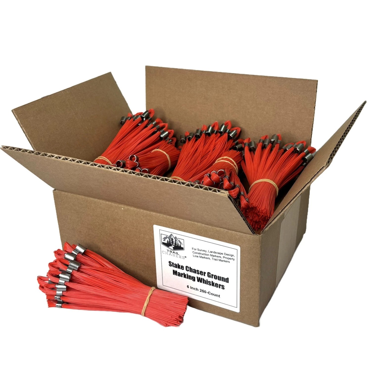 Trail Chasers Stake Chaser Orange 6 Inch Marking Flags for Survey ...