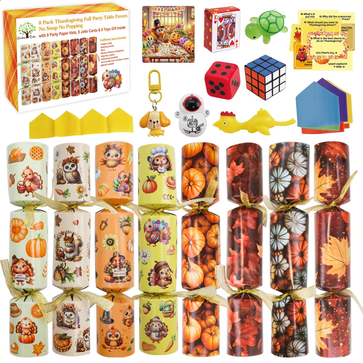 Ceiba Tree Thanksgiving Crackers Poppers Party Table Favors No-Snap No ...