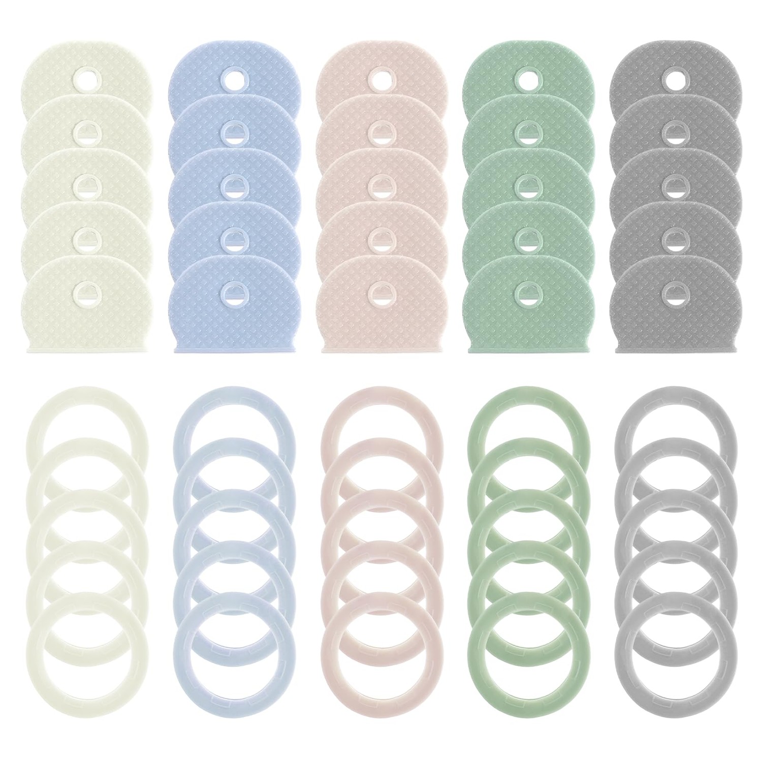 BOHUZ Pack of 50 Key Caps, Key Marking, Colourful Key Covers, Round Key ...