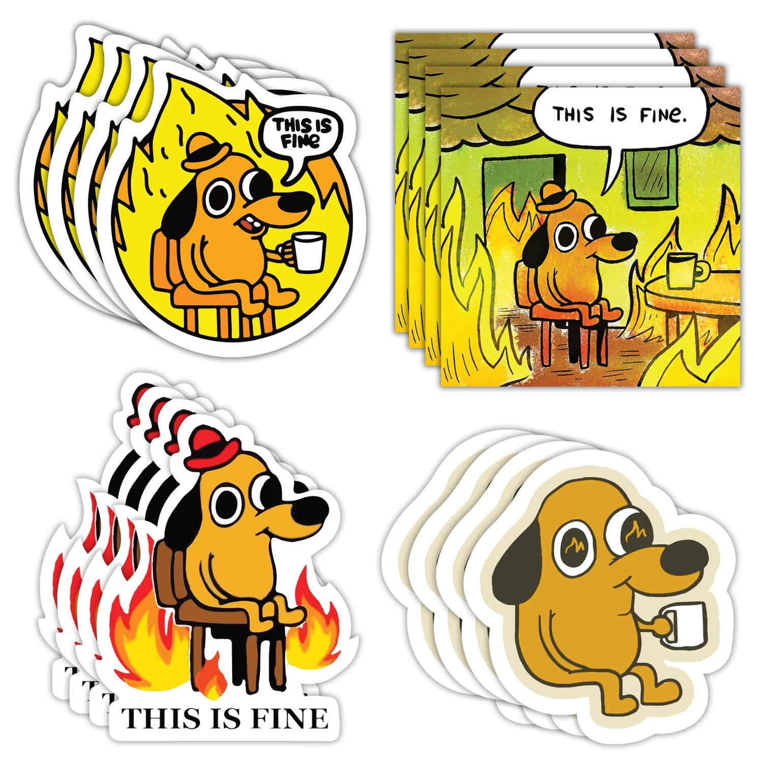GRITKULTURE This is Fine Morale Meme Sticker Assorted 16 Pack for Cars ...