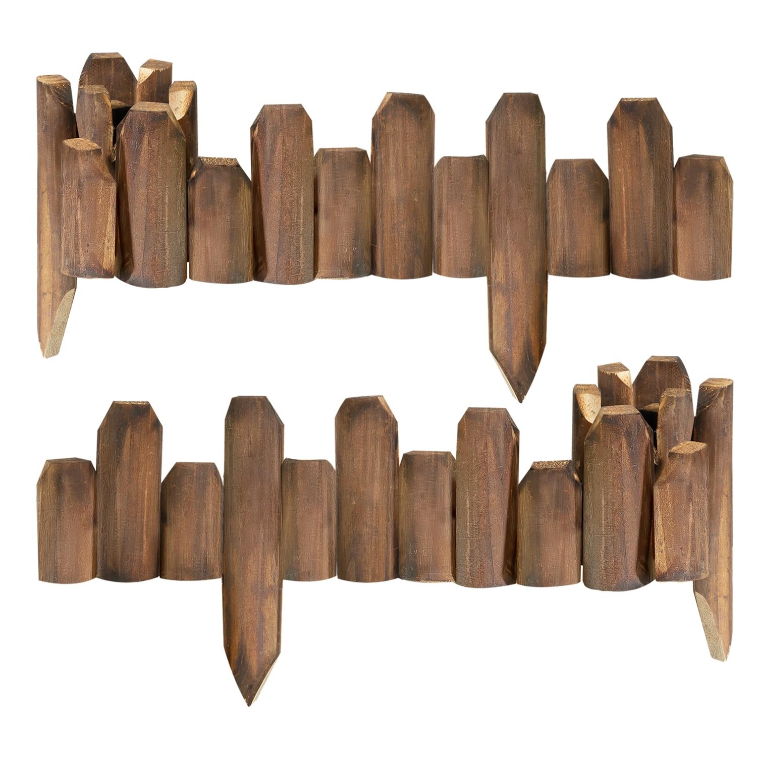 Wood Garden Fence, Staggered Wooden Edging Border Decorative Small ...