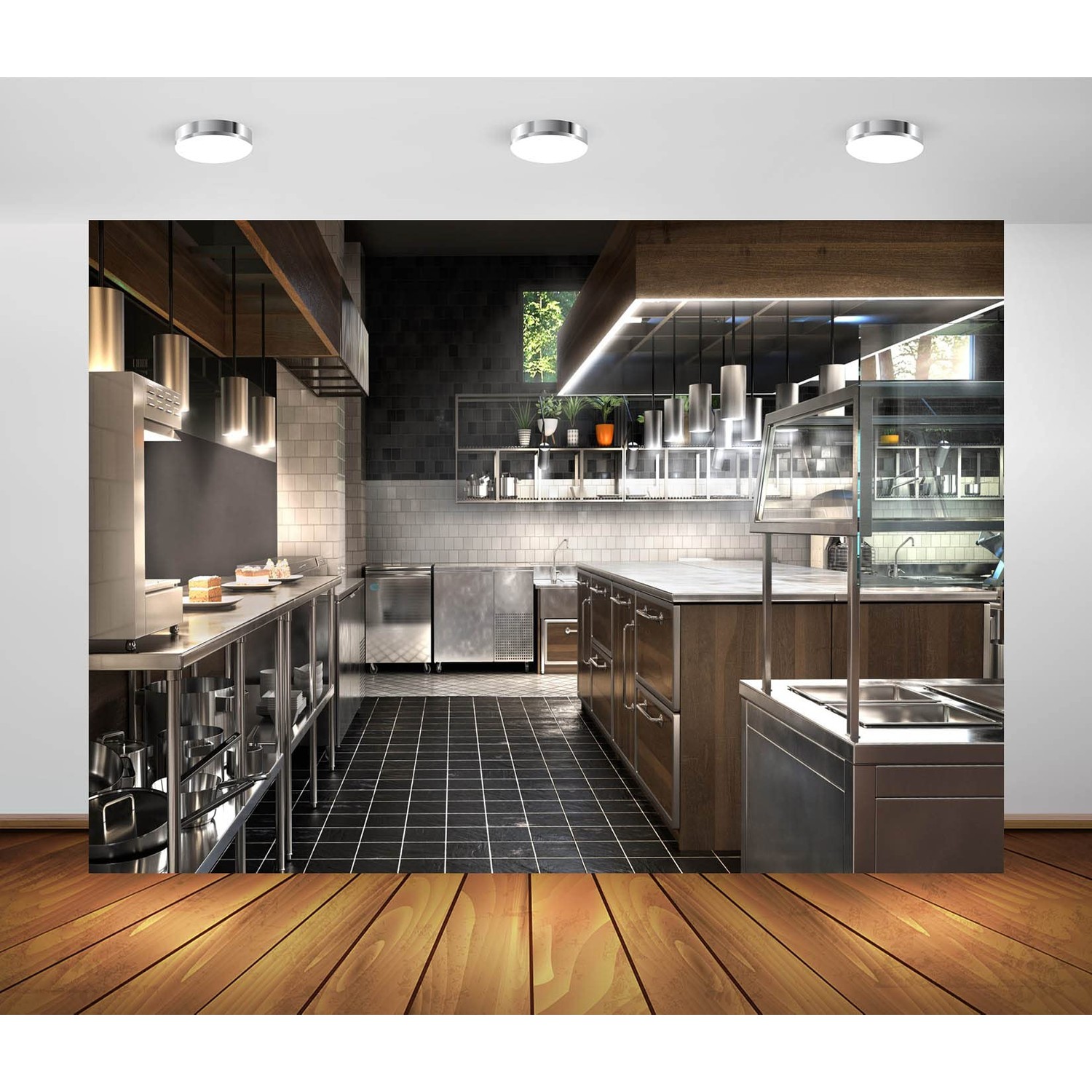 Loccor 5x4ft Fabric Kitchen Backdrops for Photography Stainless Oven ...