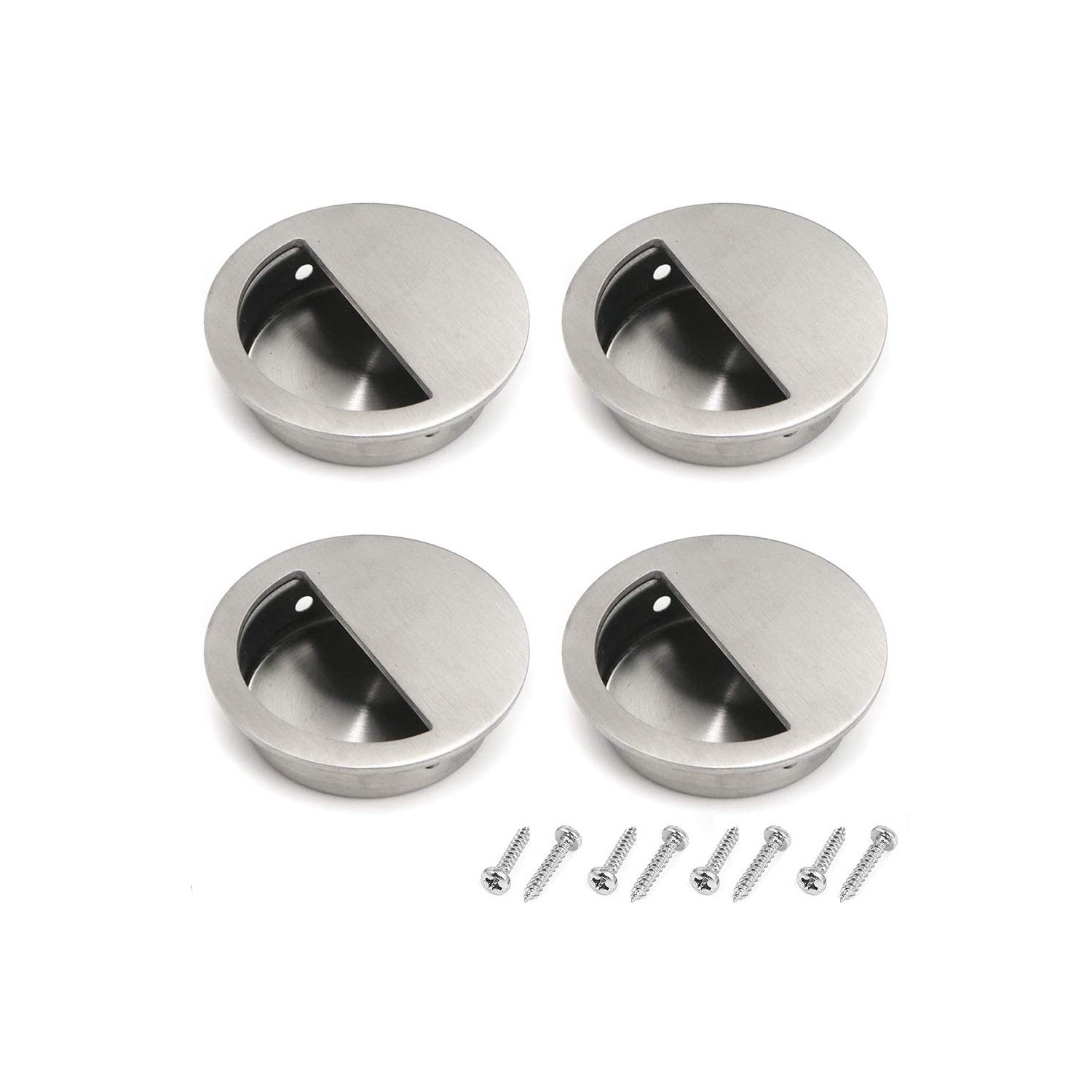 Gasea 4 Packs Recessed Sliding Pull Door Handles, 60mm Stainless Steel ...