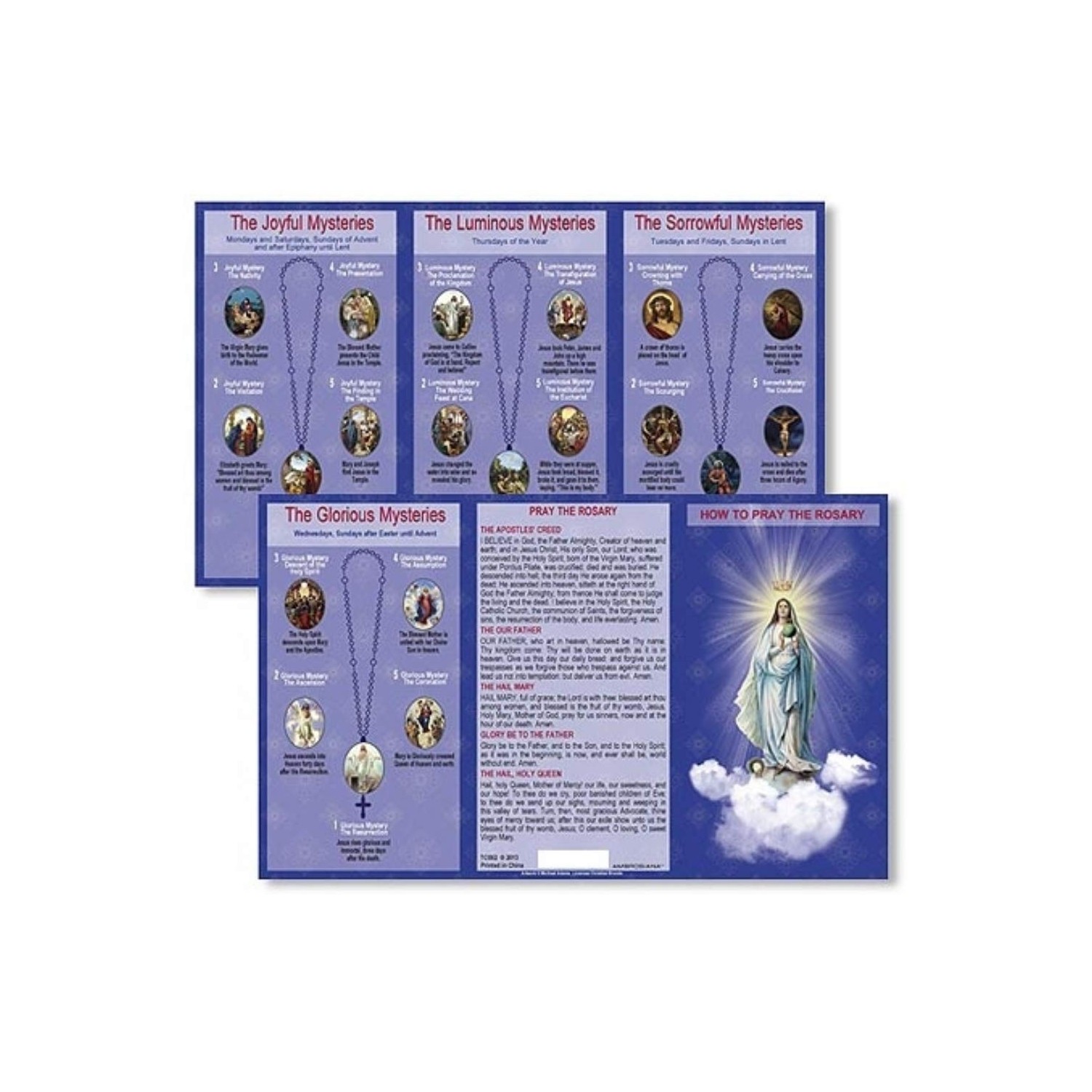 Hail Mary Our Father Prayers How to Pray the Rosary Tri Fold ...