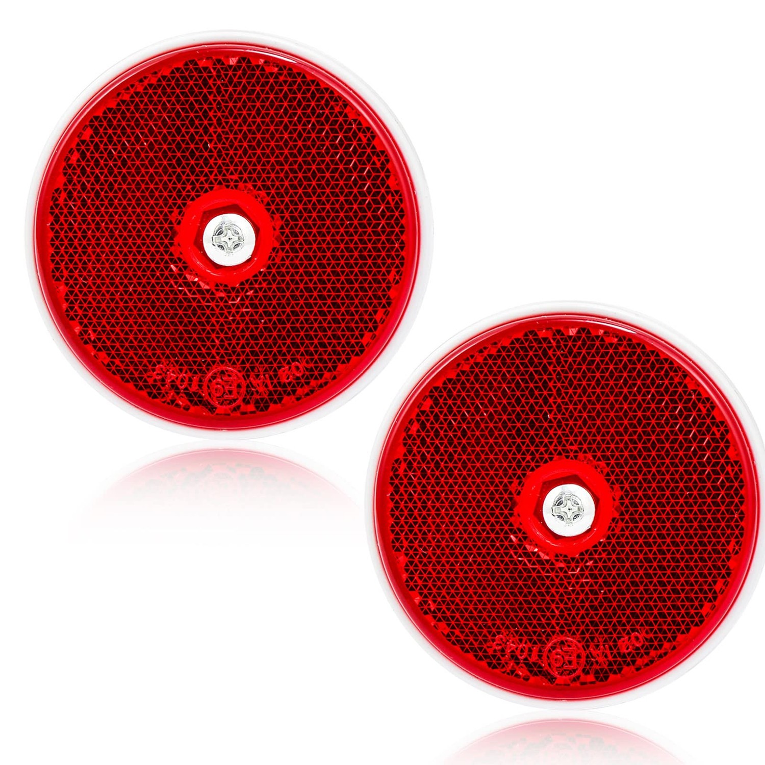 DARKGUARD 2 x Round Reflectors Red Screw-On Diameter 60 mm E9 ...