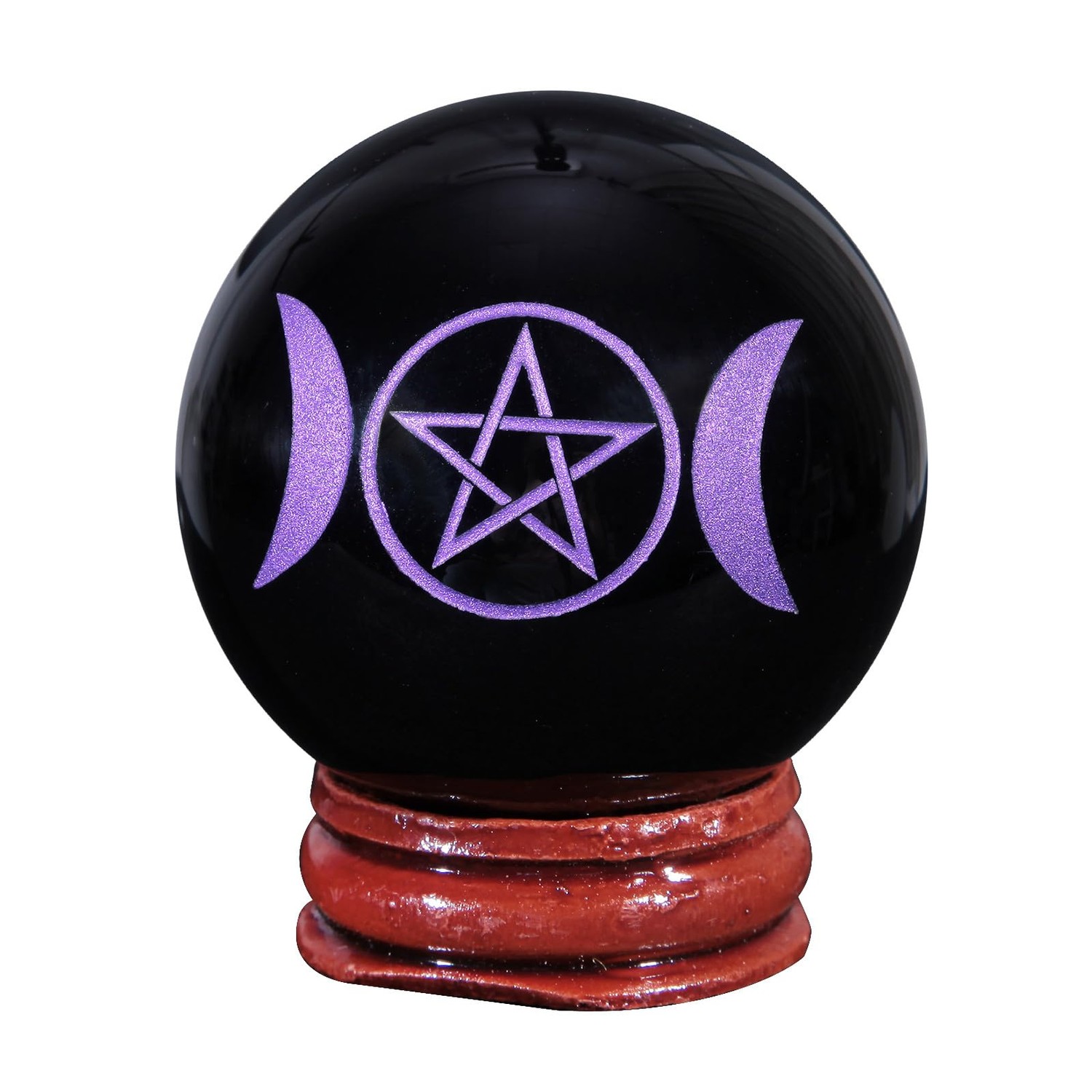 mookaitedecor Engraved Pentagram Symbol Black Obsidian Crystal Ball ...