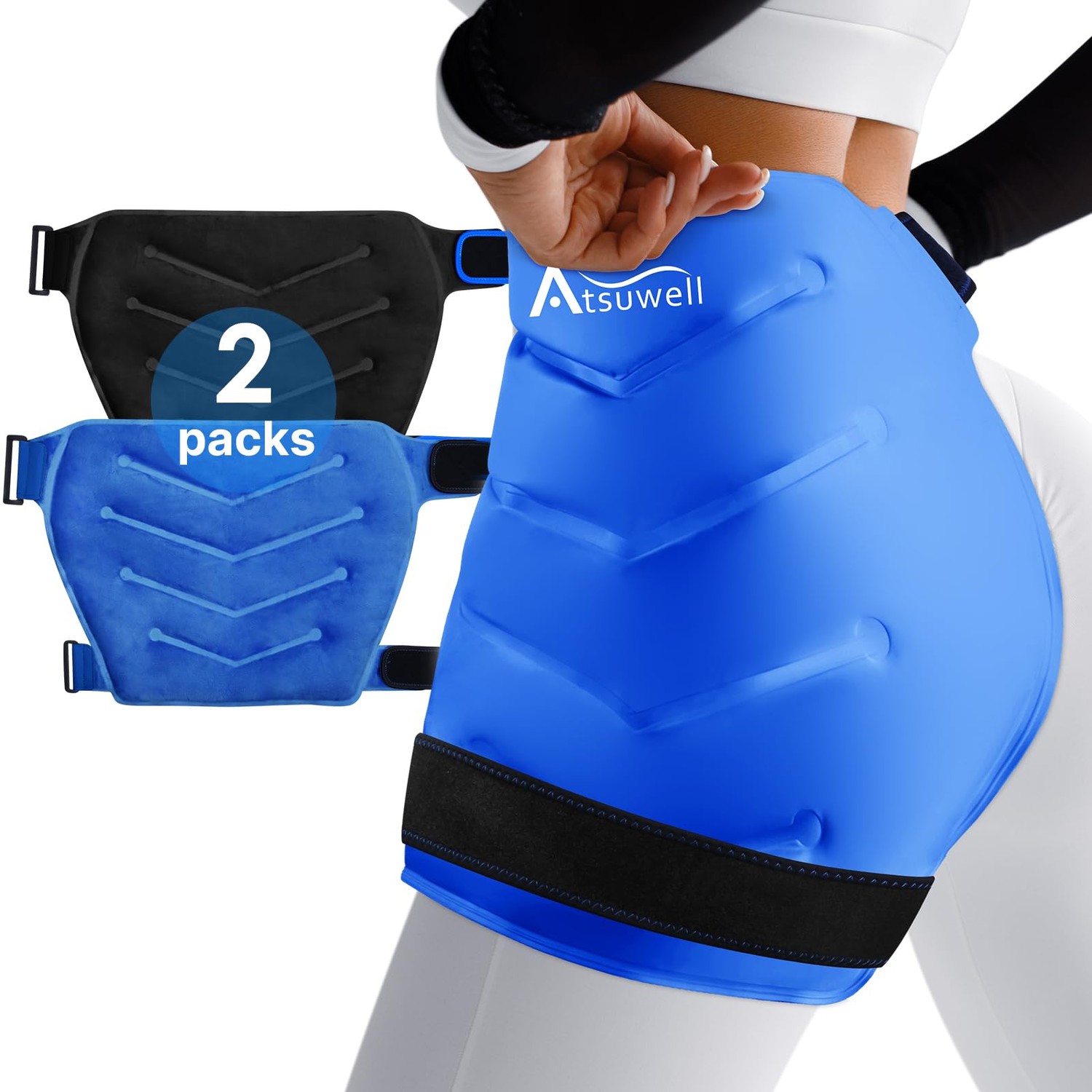 Atsuwell Extra Large Hip Ice Pack Wrap for Bursitis, Reusable Gel Ice ...