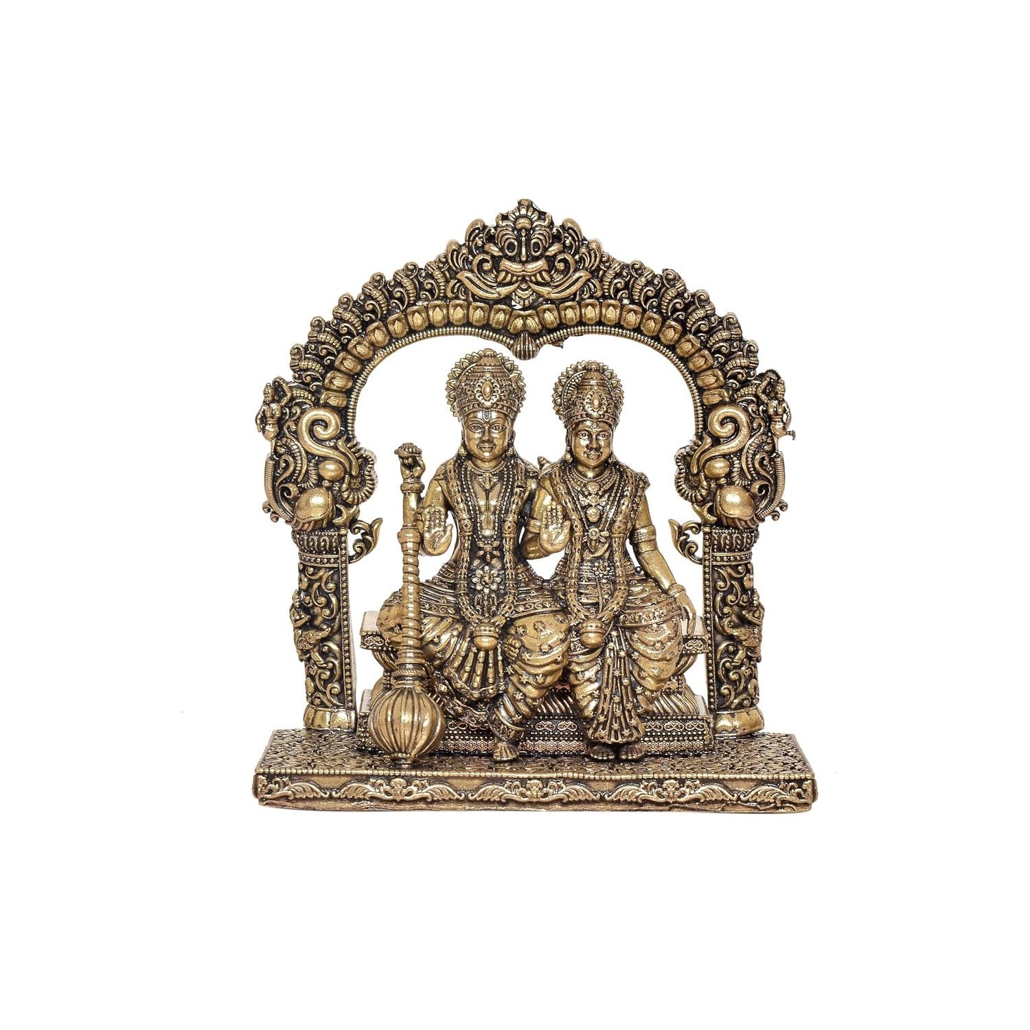 Brass Lakshmi Narayan Vishnu Sitting Statue. Standing at 5" Tall and ...