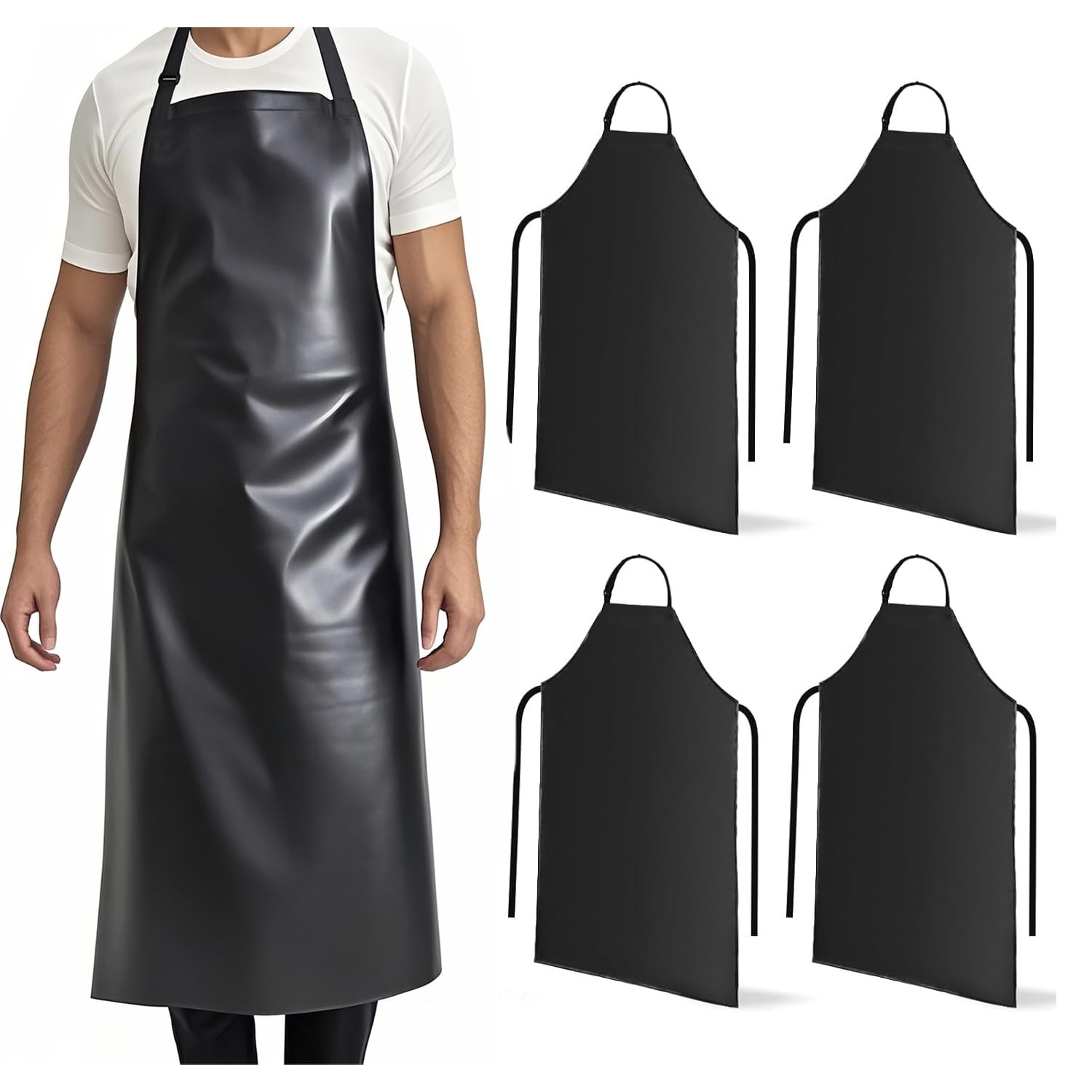 GoldPig 4 Pack Heavy Duty Lightweight Waterproof Rubber Vinyl Aprons ...