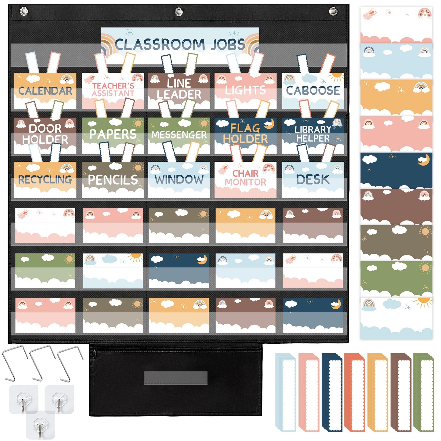 Lesnala 120Pcs Class Jobs Pocket Chart Set with Name Tags and Hook ...