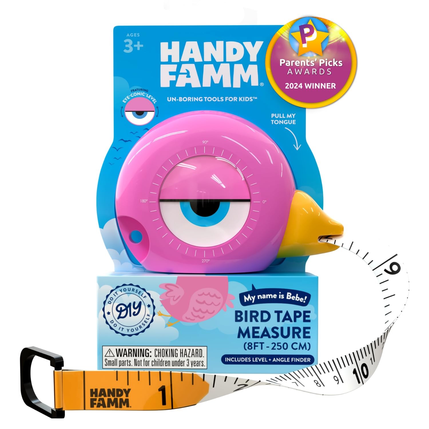 Handy Famm 8Ft Animal-Shaped Kids Tape Measure, Level & Protractor ...
