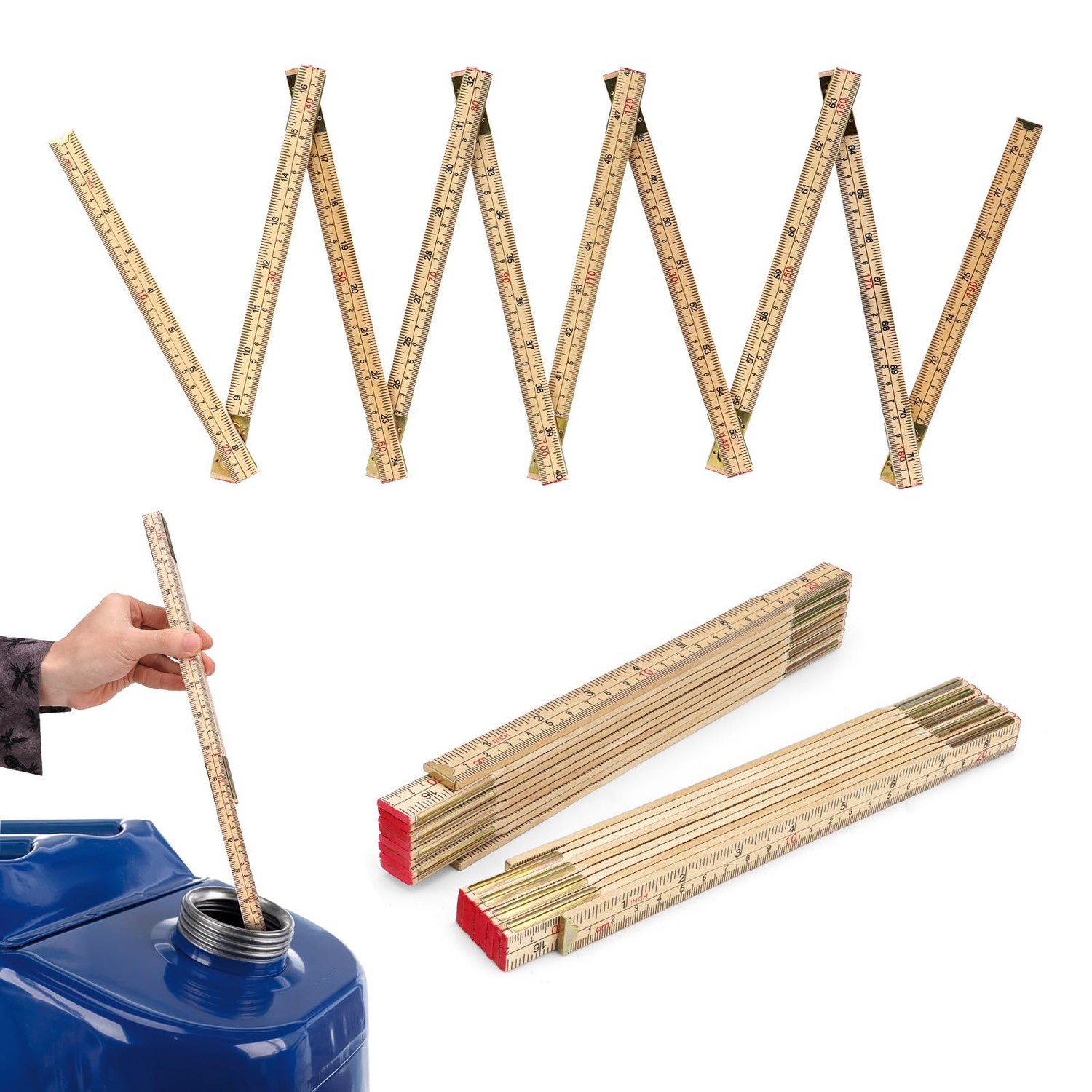 2Pcs Oil Tank Fuel Tank Measuring Stick 10 Fold 78" (2m), Wood Folding ...