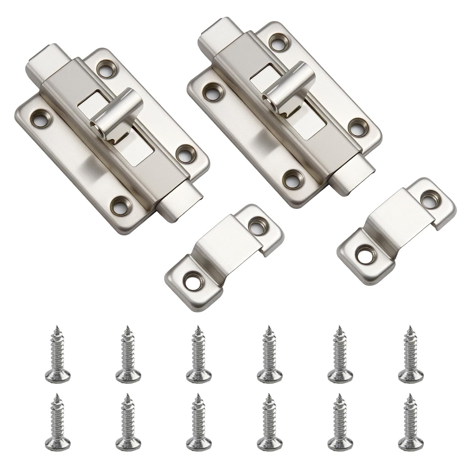 Pack of 2 Stainless Steel Door Latch - Sliding Lock & Deadbolt Lock ...