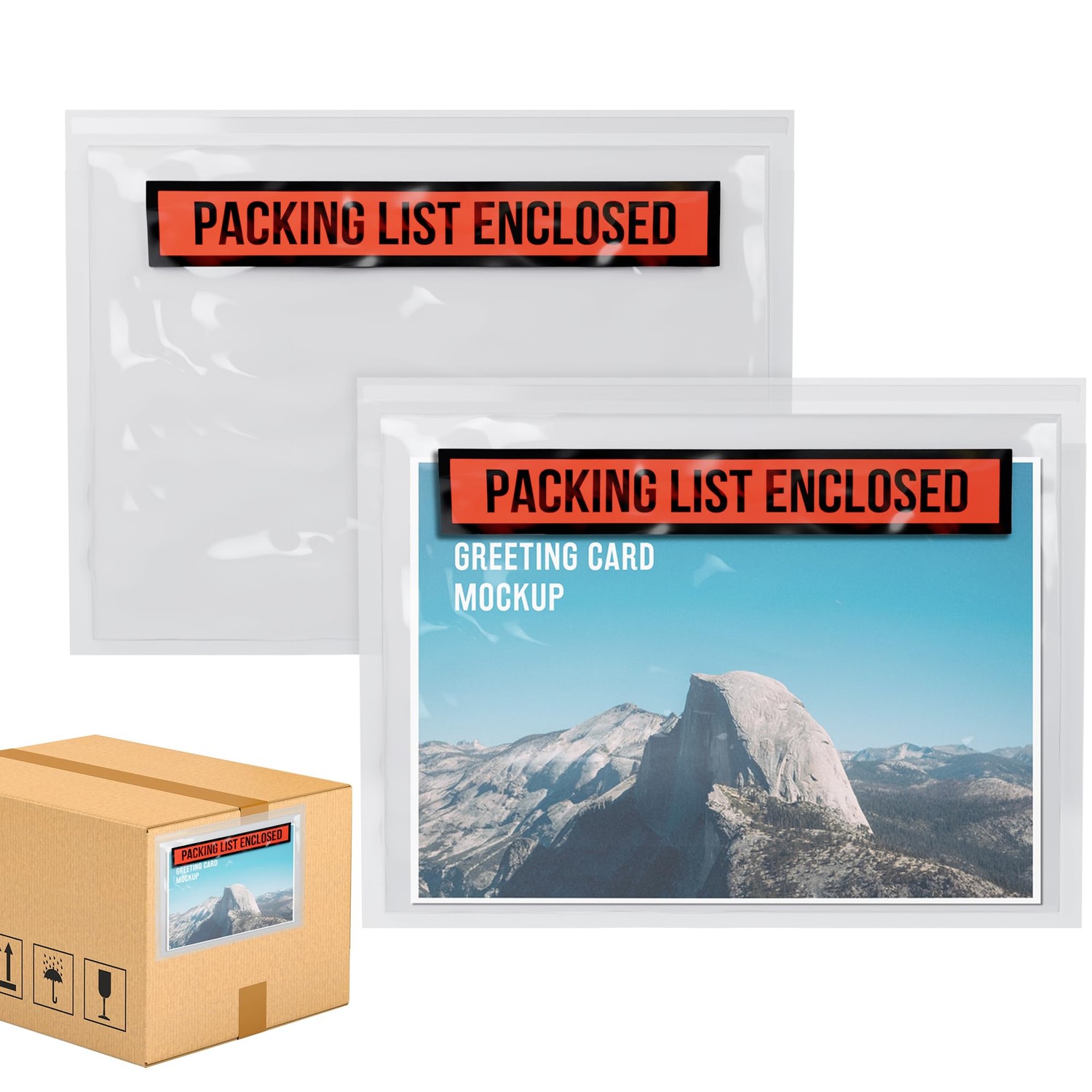 ABC Packing List Enclosed Pouches 7 x 5 Inch. 1000 Pack Clear, Red ...