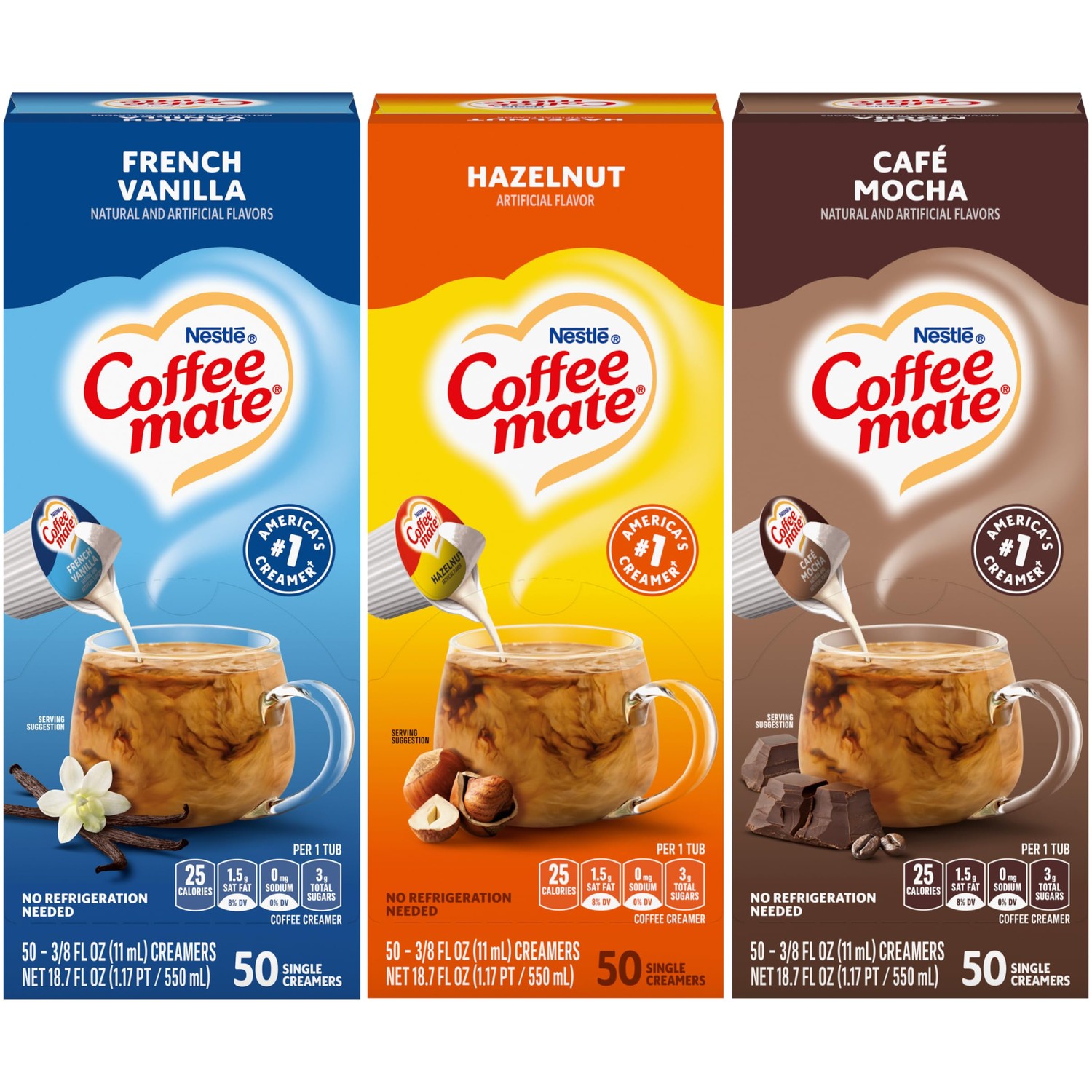 Nestle Coffee mate Liquid Coffee Creamer Singles Variety, 1 of each ...