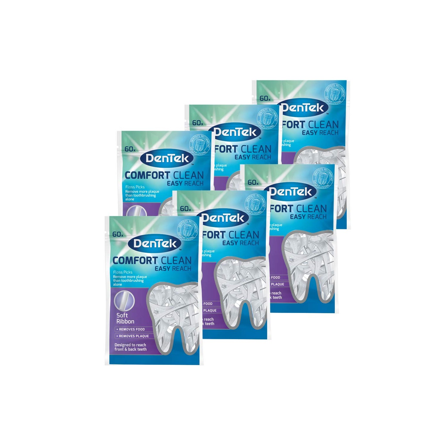 DenTek Comfort Clean Easy Reach Silky Y Shaped Floss Picks for Front ...